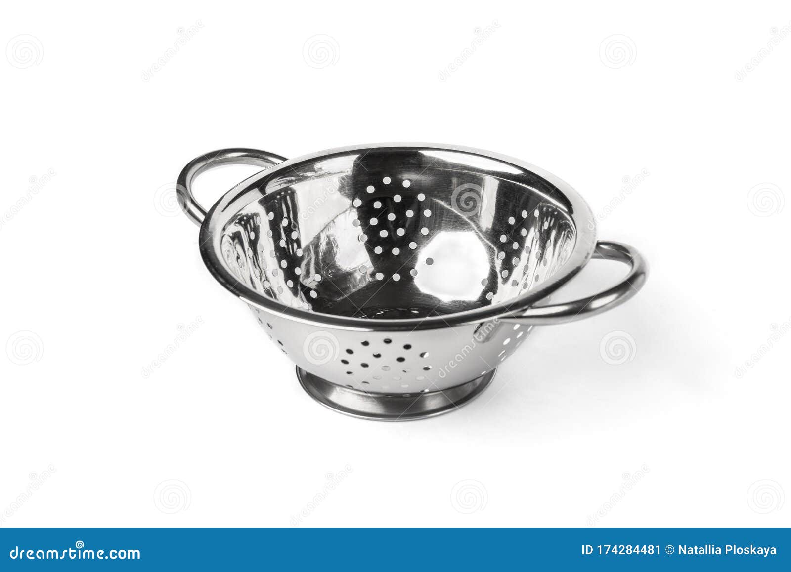 Steel Colander Isolated on White. Stock Image - Image of prepare ...