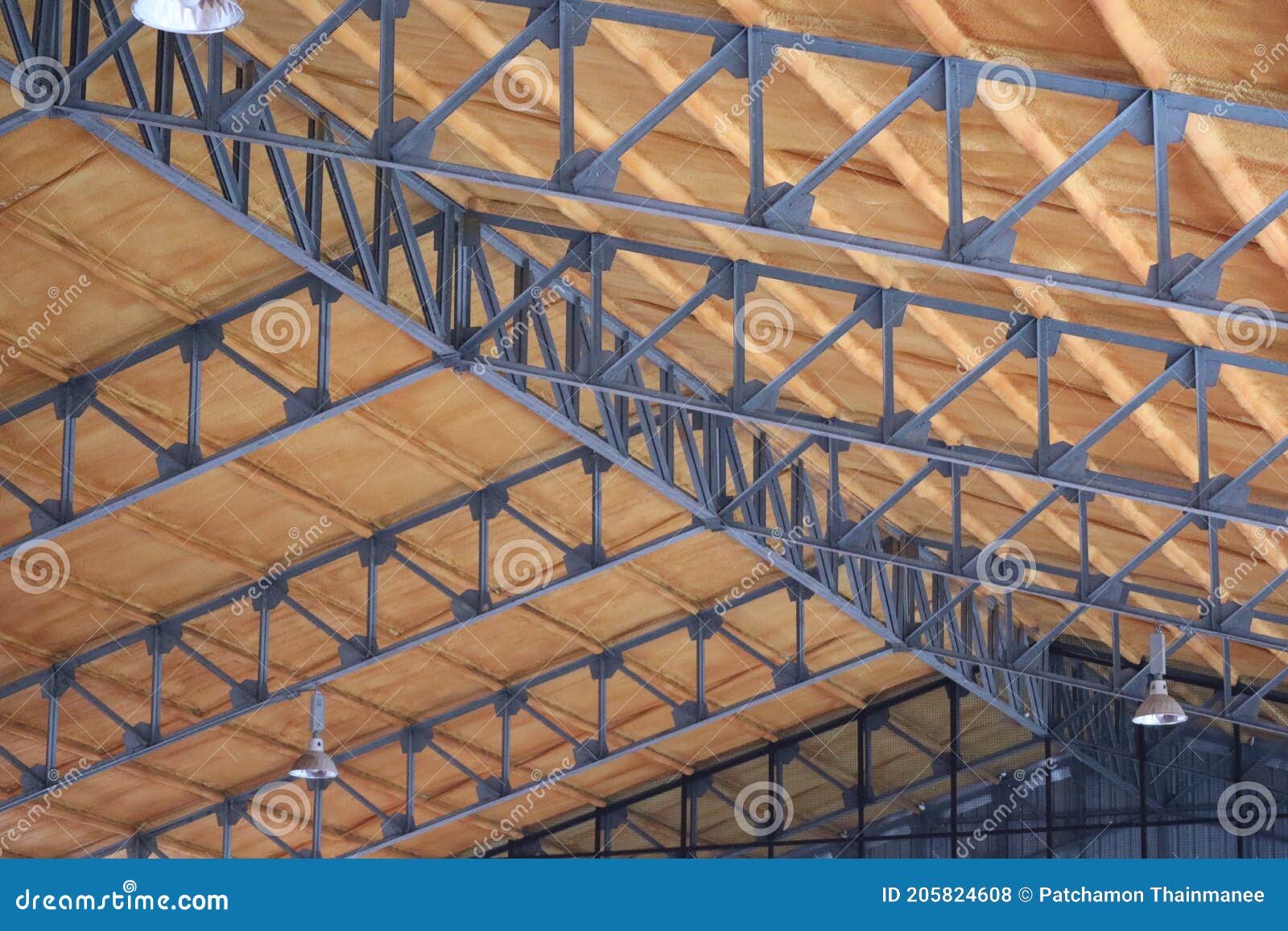 Steel Column Structure Roof Building Strong Industrial Background Image ...