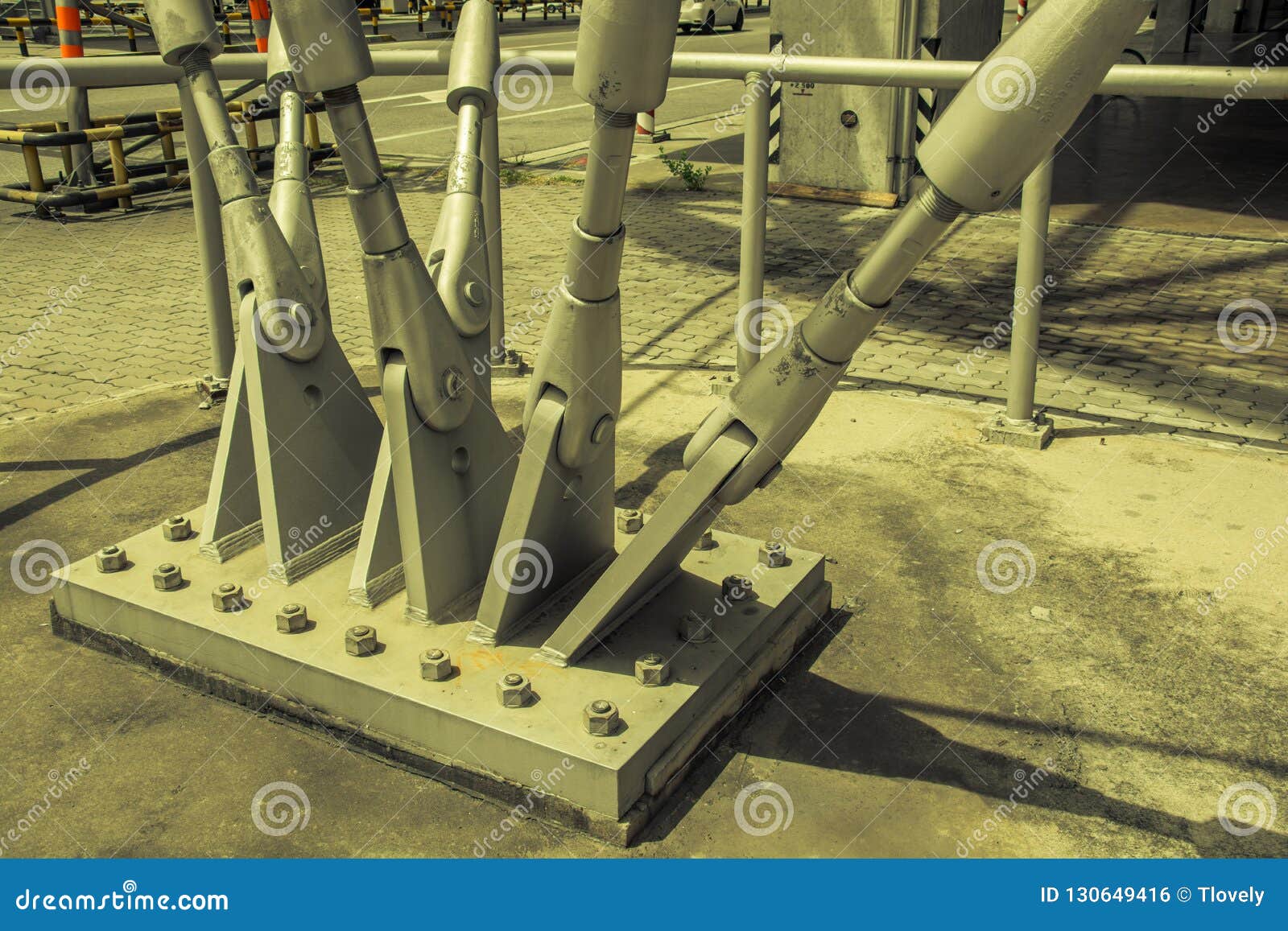 Steel Column Support with Bolts and Nuts. Stock Photo - Image of steel ...