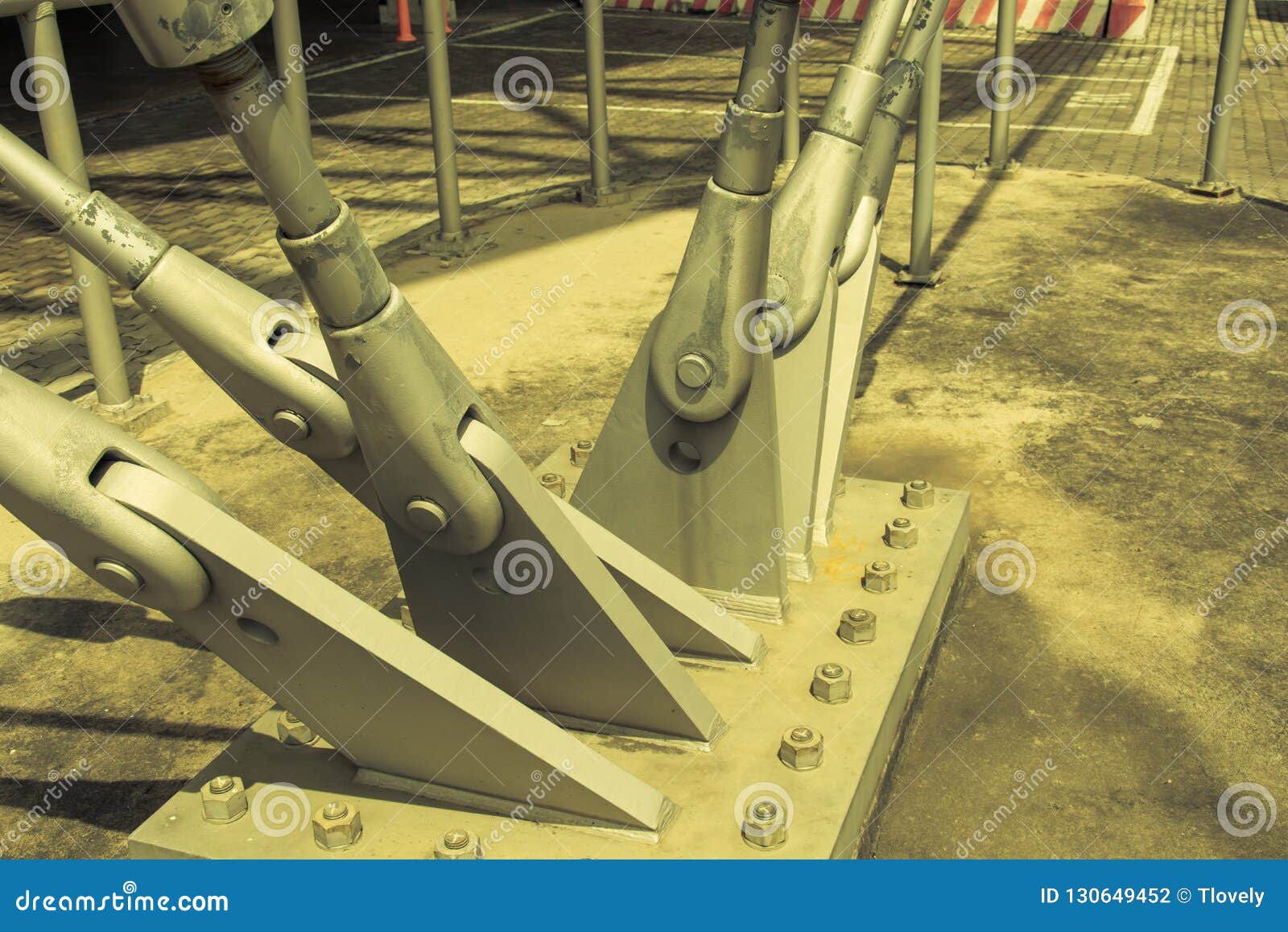 Steel Column Support with Bolts and Nuts. Stock Photo - Image of ...