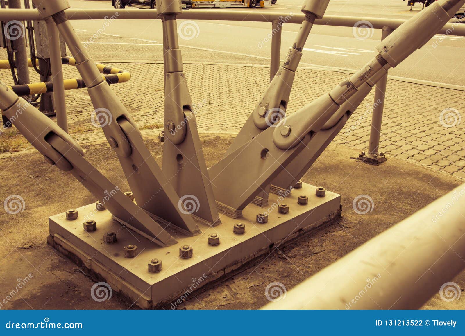 Steel Column Support with Bolts and Nuts. Stock Photo - Image of silver ...