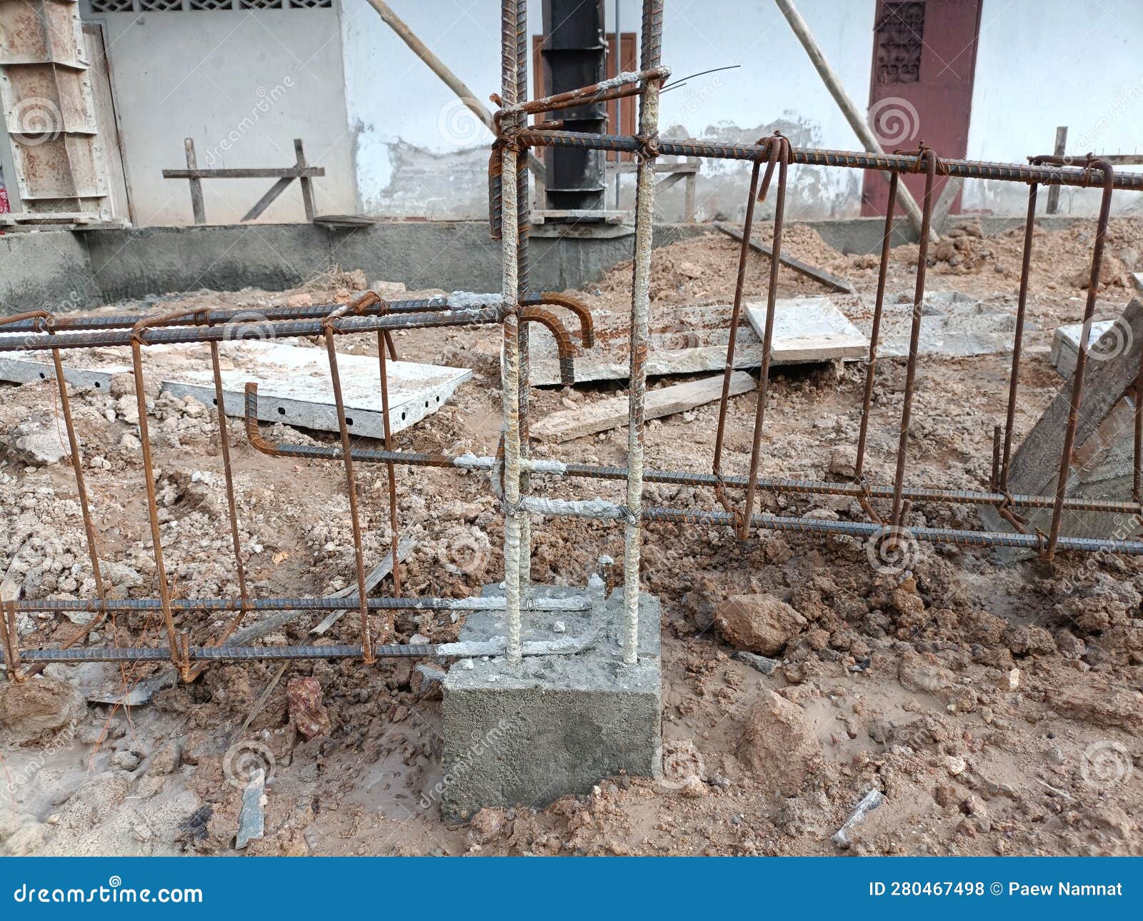 Steel Columns and Steel Beams at Different Levels Stock Photo - Image ...