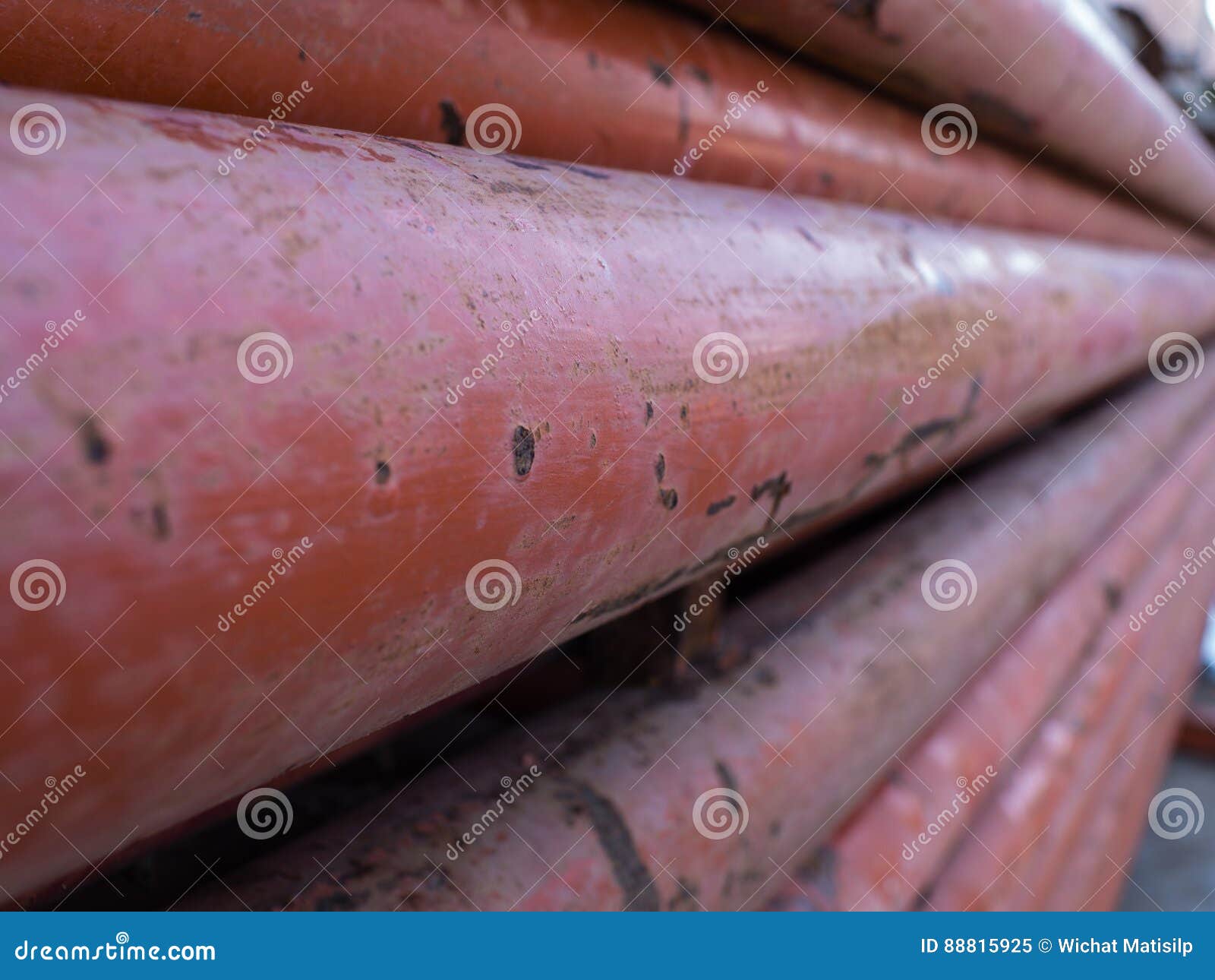 Steel Columns Orange Pile Together Stock Image - Image of construction ...
