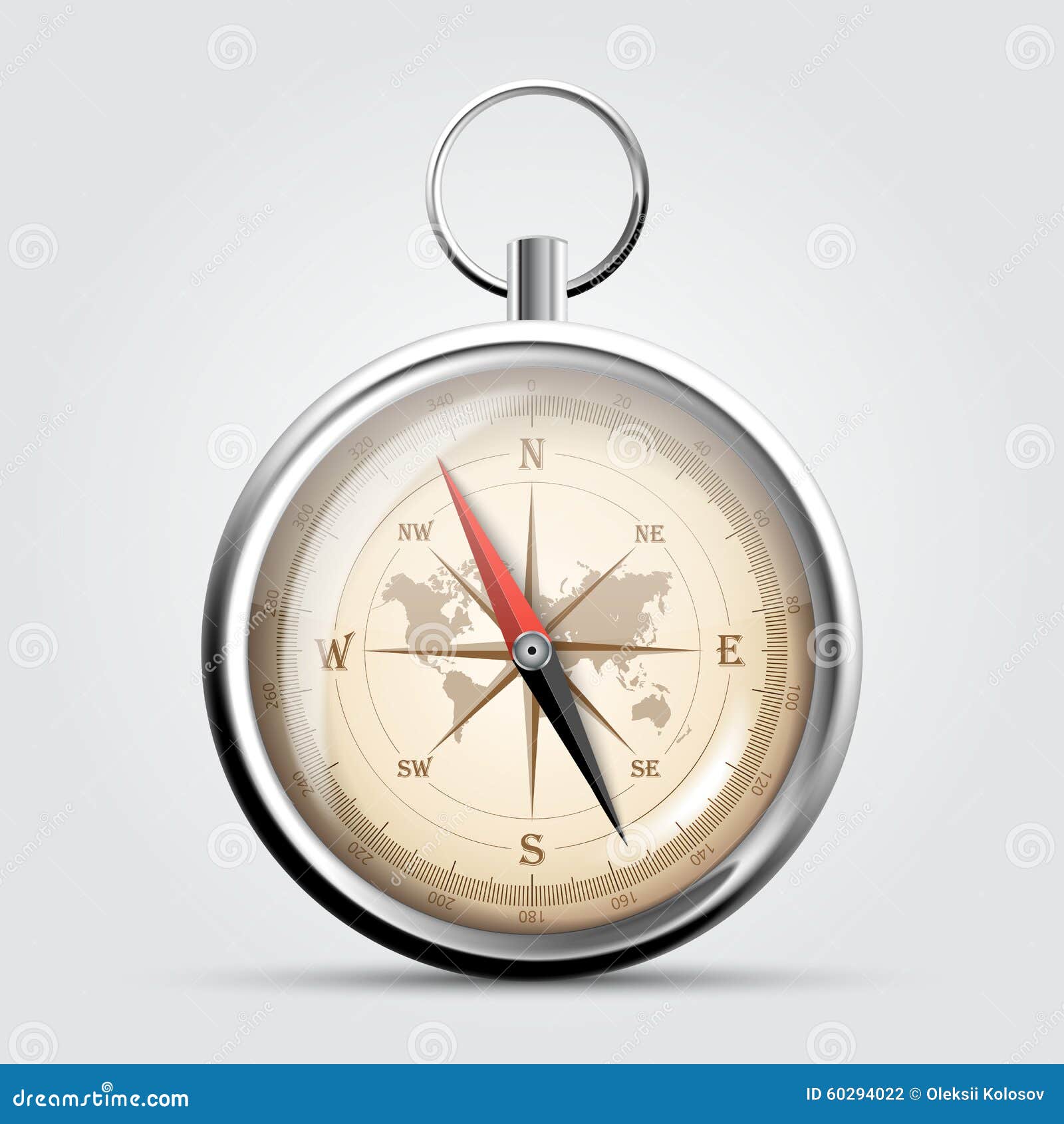 Steel Compass with Windrose and Map. Stock Illustration - Illustration ...