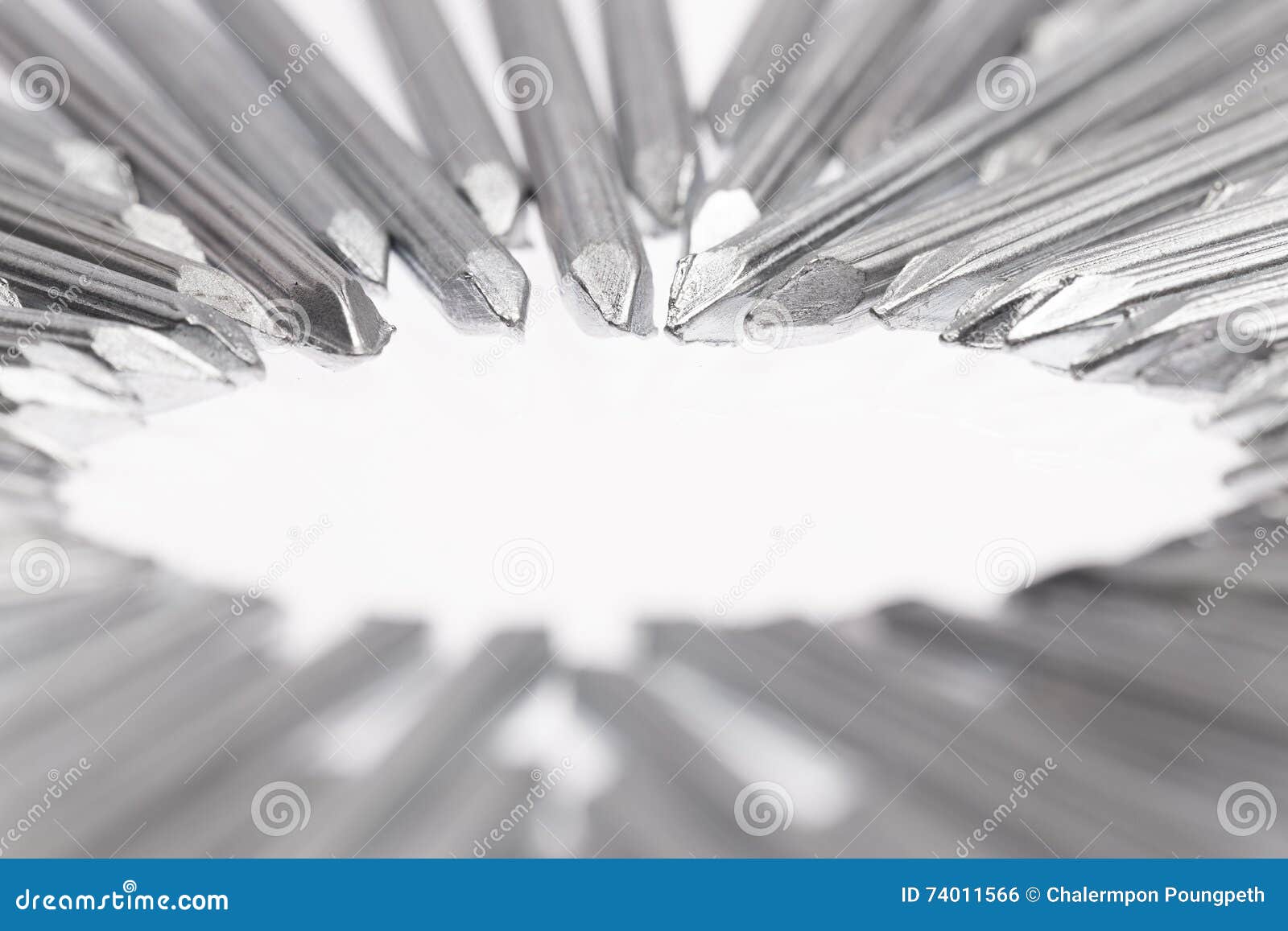 Steel Concrete Nails Pointing Tips Toward the Empty Space in the Stock ...