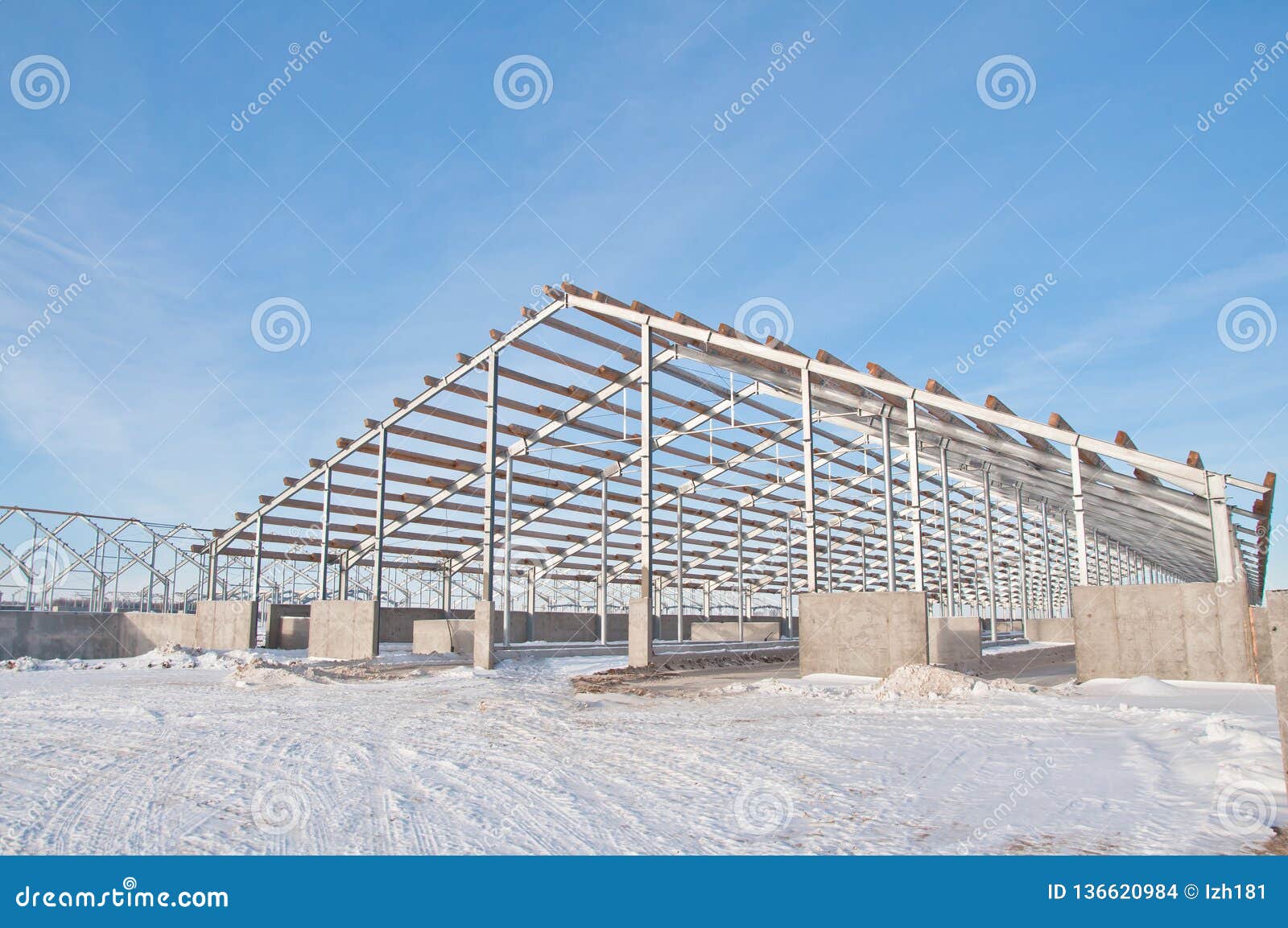 Steel Construction on the Background of the Winter Landscape. Stock ...