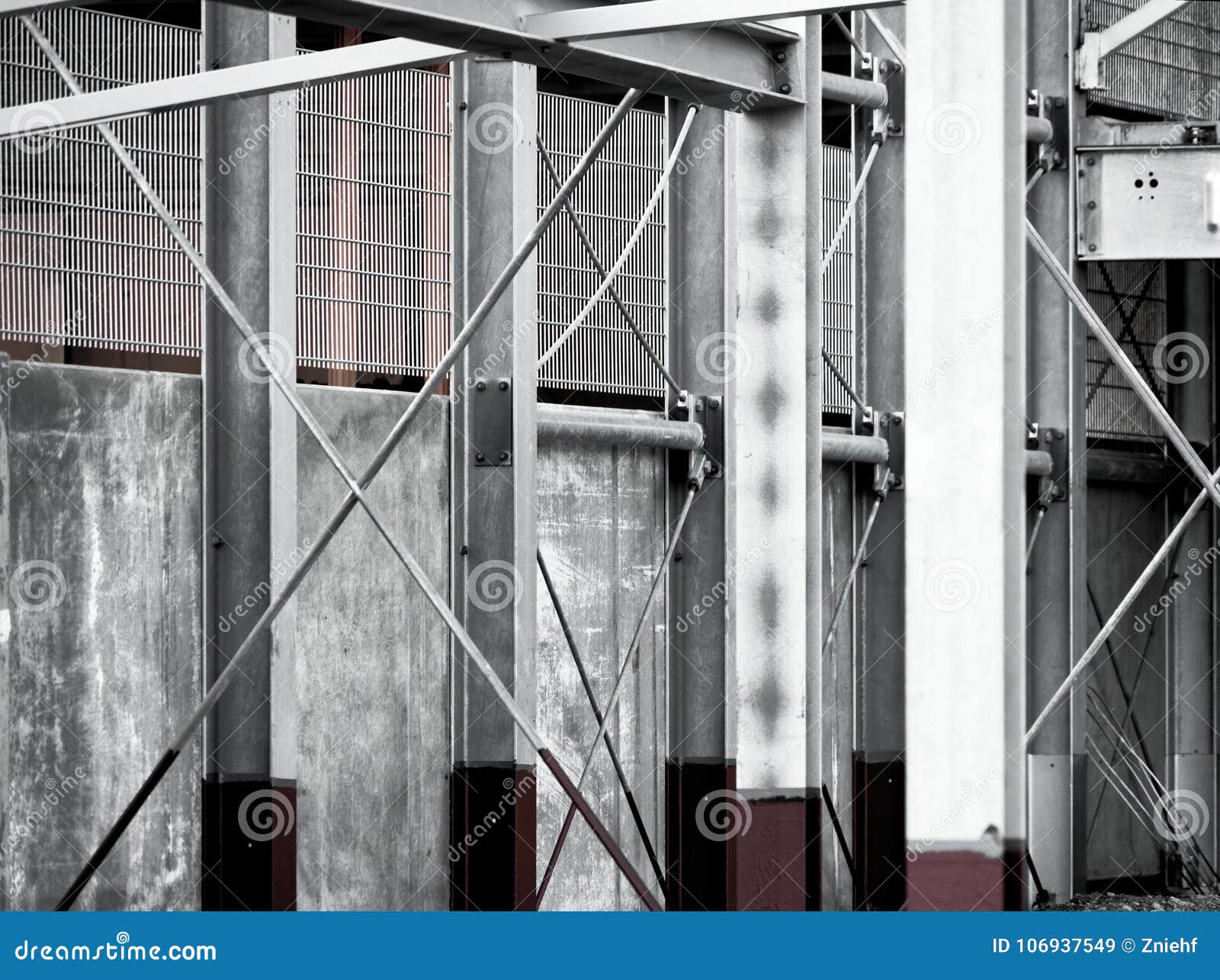 Steel construction on site stock image. Image of planks - 106937549