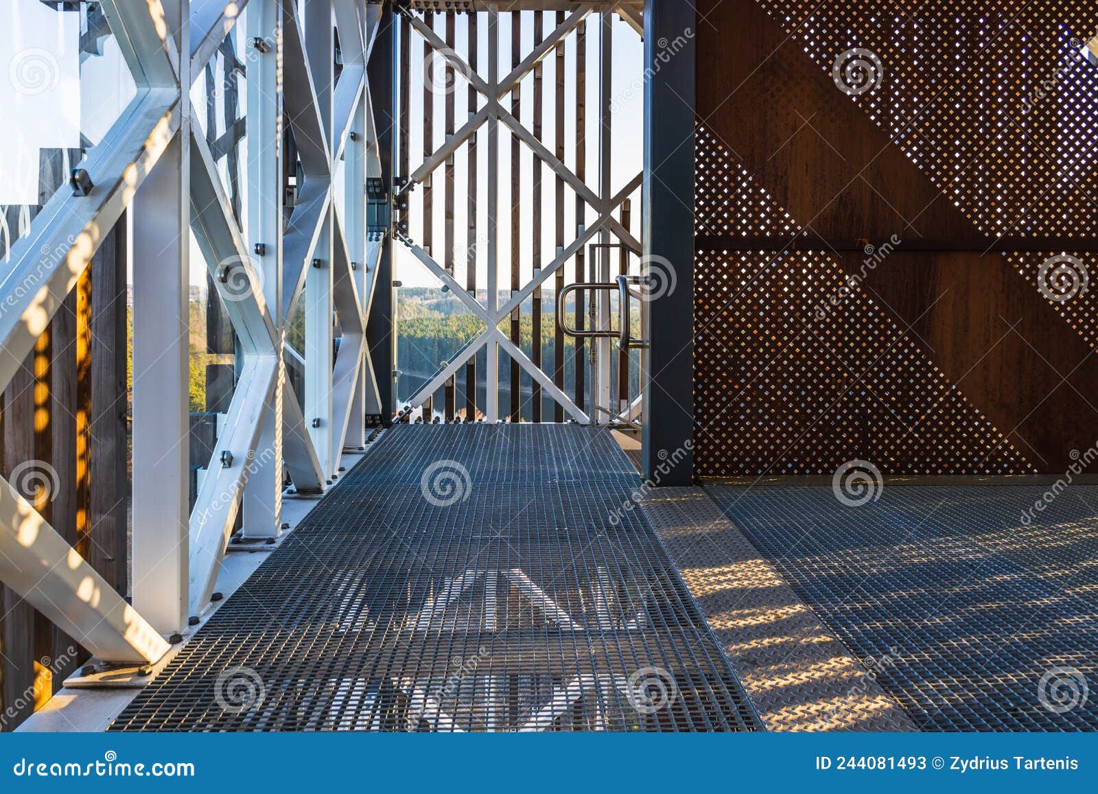 Steel Construction with Stainless Metal Railing and Fall Protection ...
