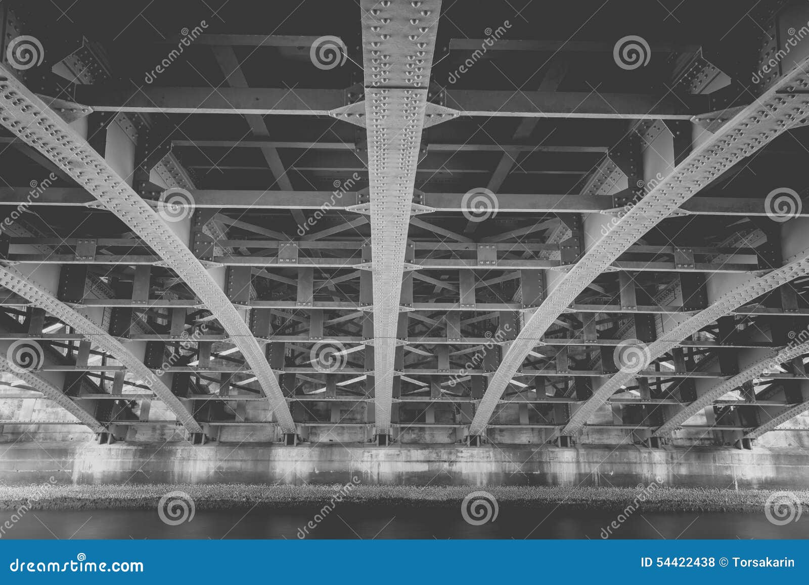 Steel Construction from Under the Bridge Stock Photo - Image of lines ...