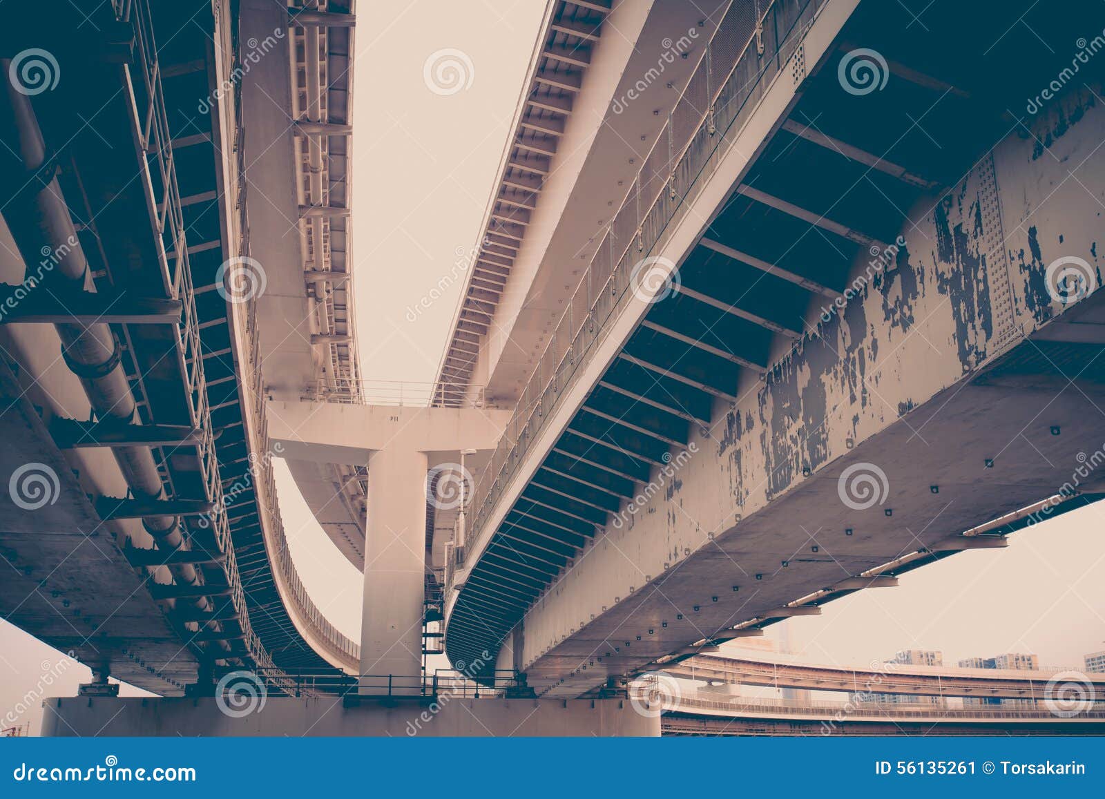 Steel Construction from Under the Bridge Stock Image - Image of grey ...