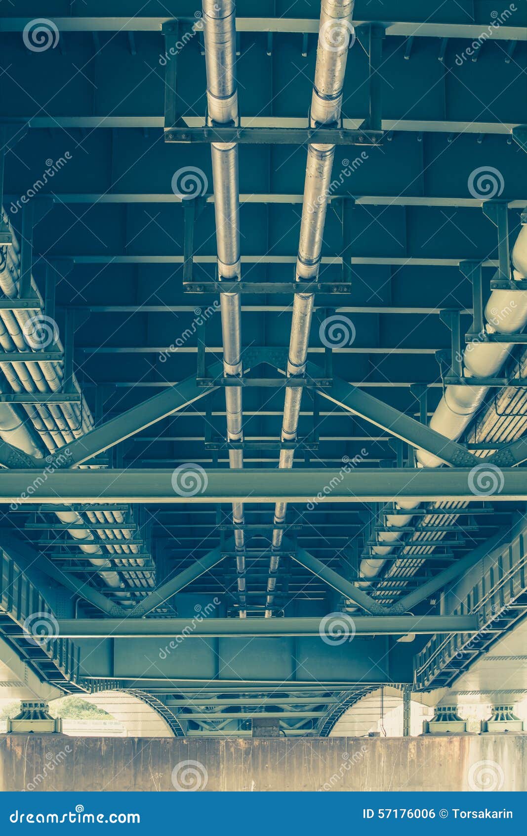 Steel Construction from Under the Bridge Stock Photo - Image of facade ...