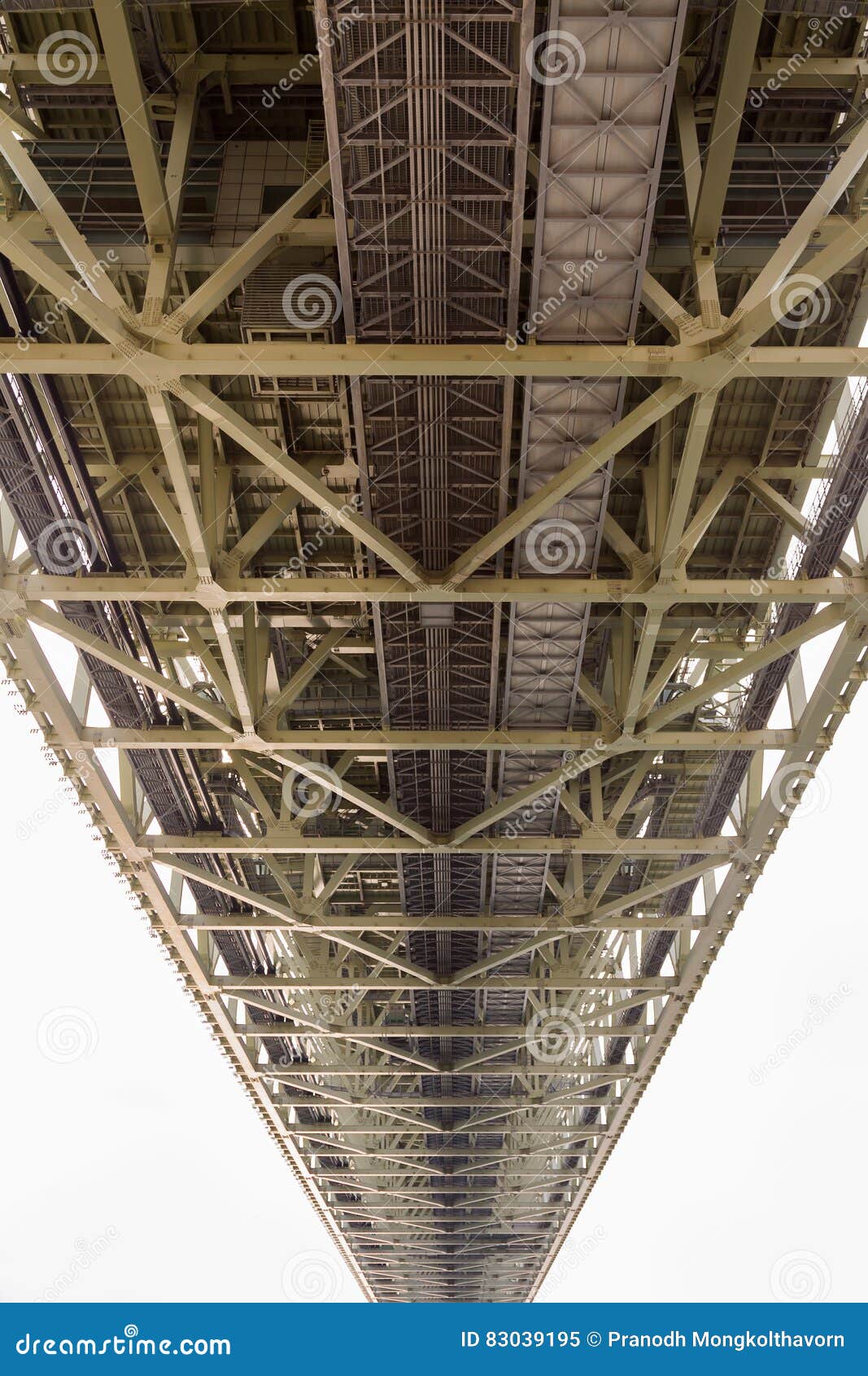 Steel Construction Under the Bridge, Perspective View Stock Image ...