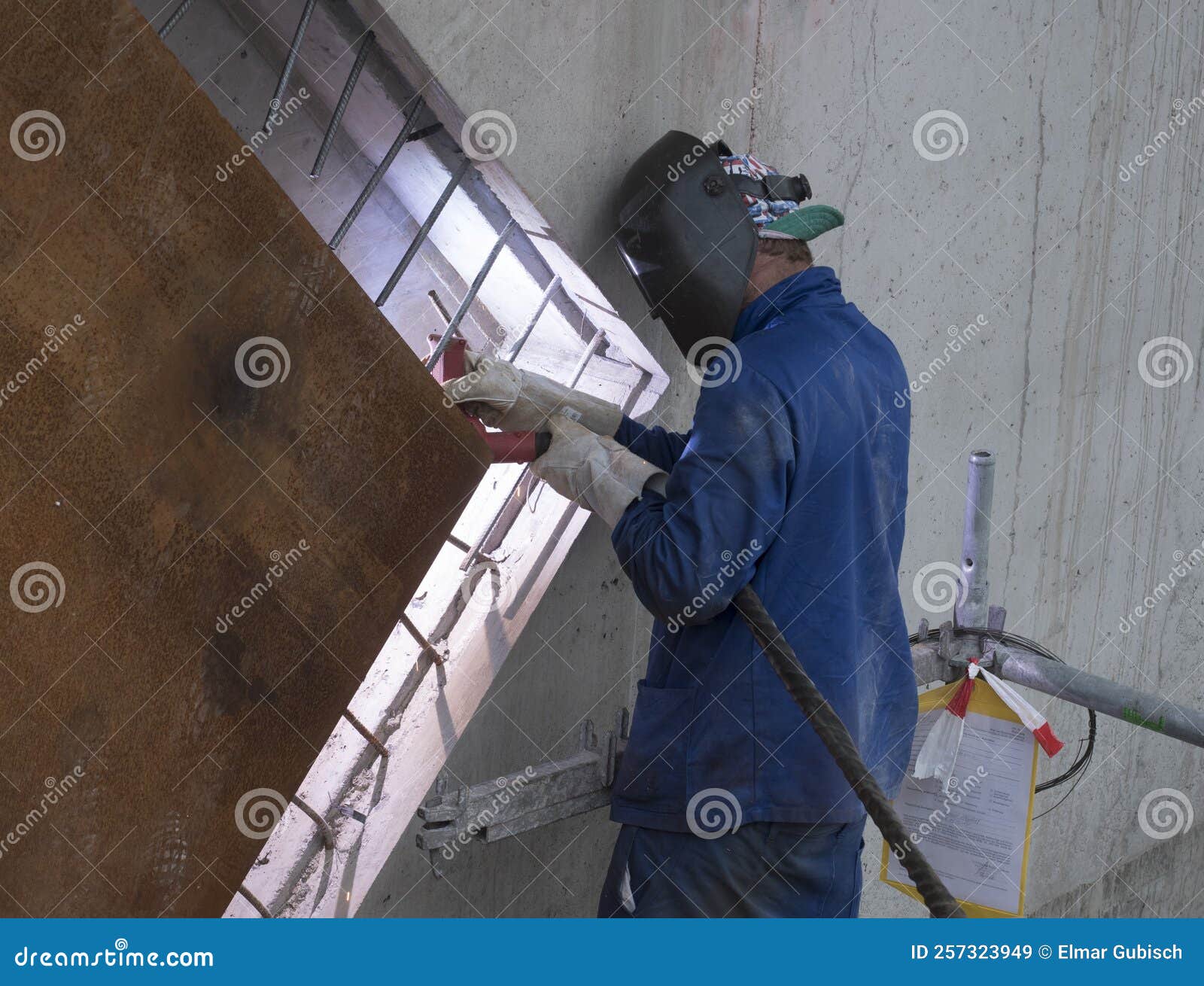 Steel Construction Worker Welding on Construction Site Stock Image ...