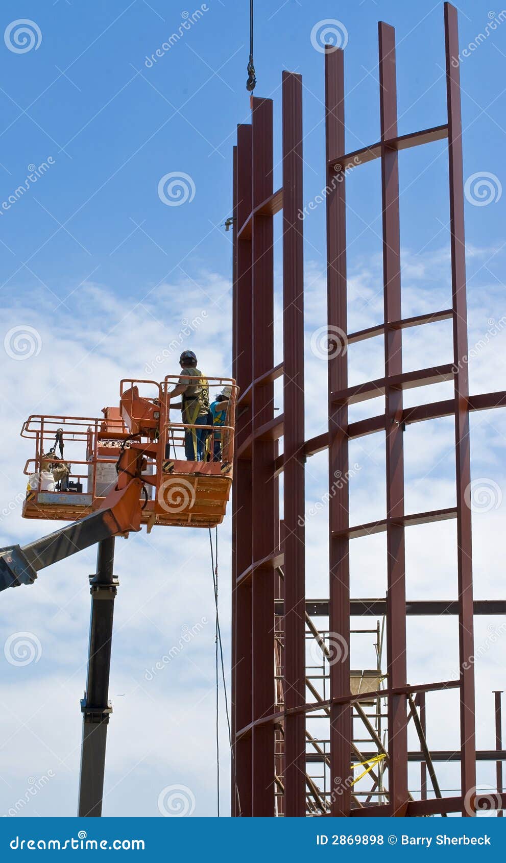 Steel Construction Workers and Stock Photo - Image of orange, frame ...