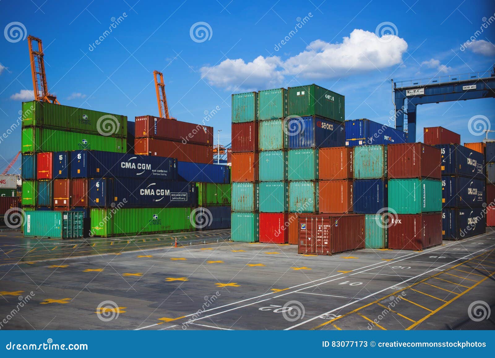 Steel Container On Container Dock Picture. Image: 83077173