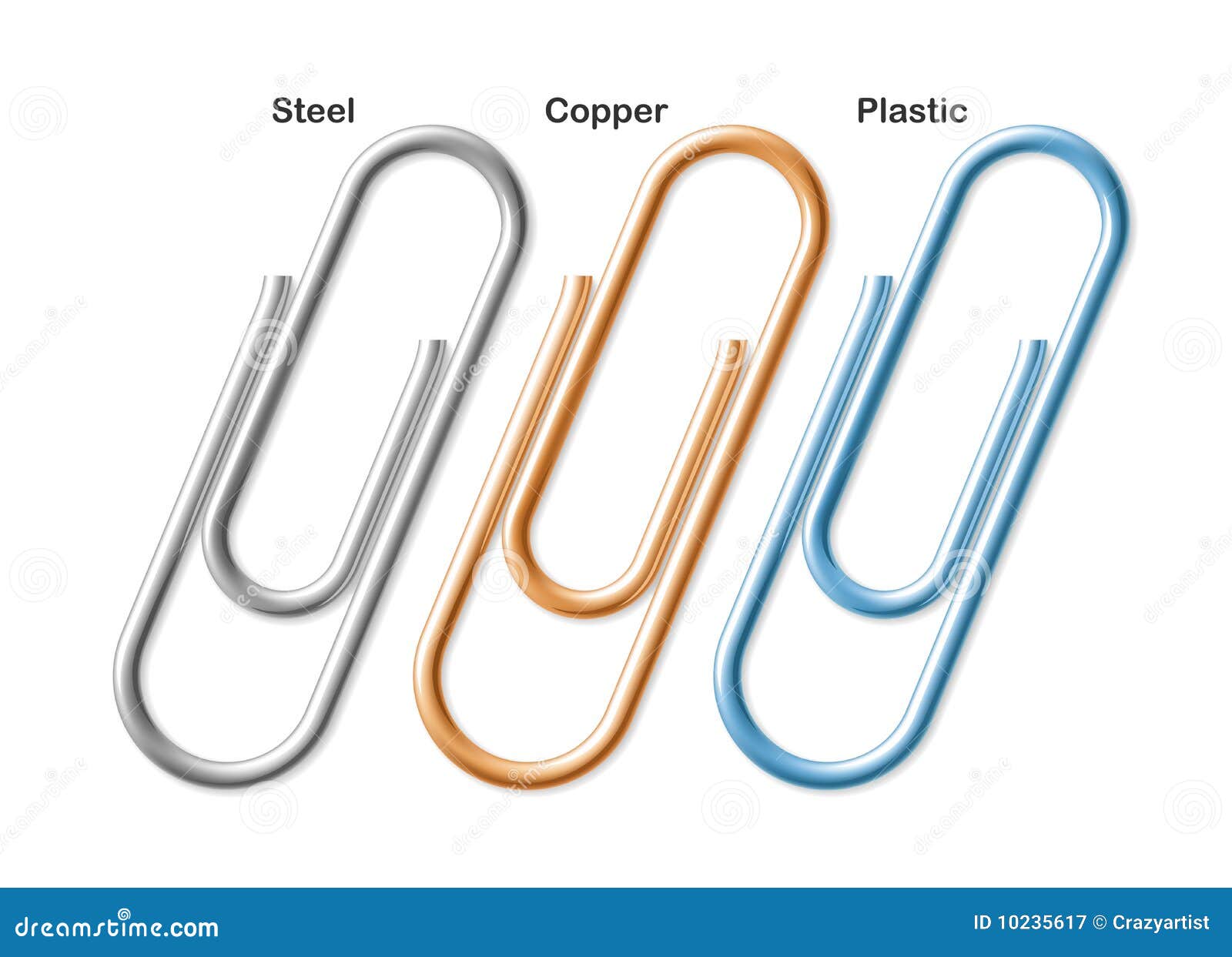 Steel, Copper and Plastic Paper Clips Stock Vector - Illustration of ...