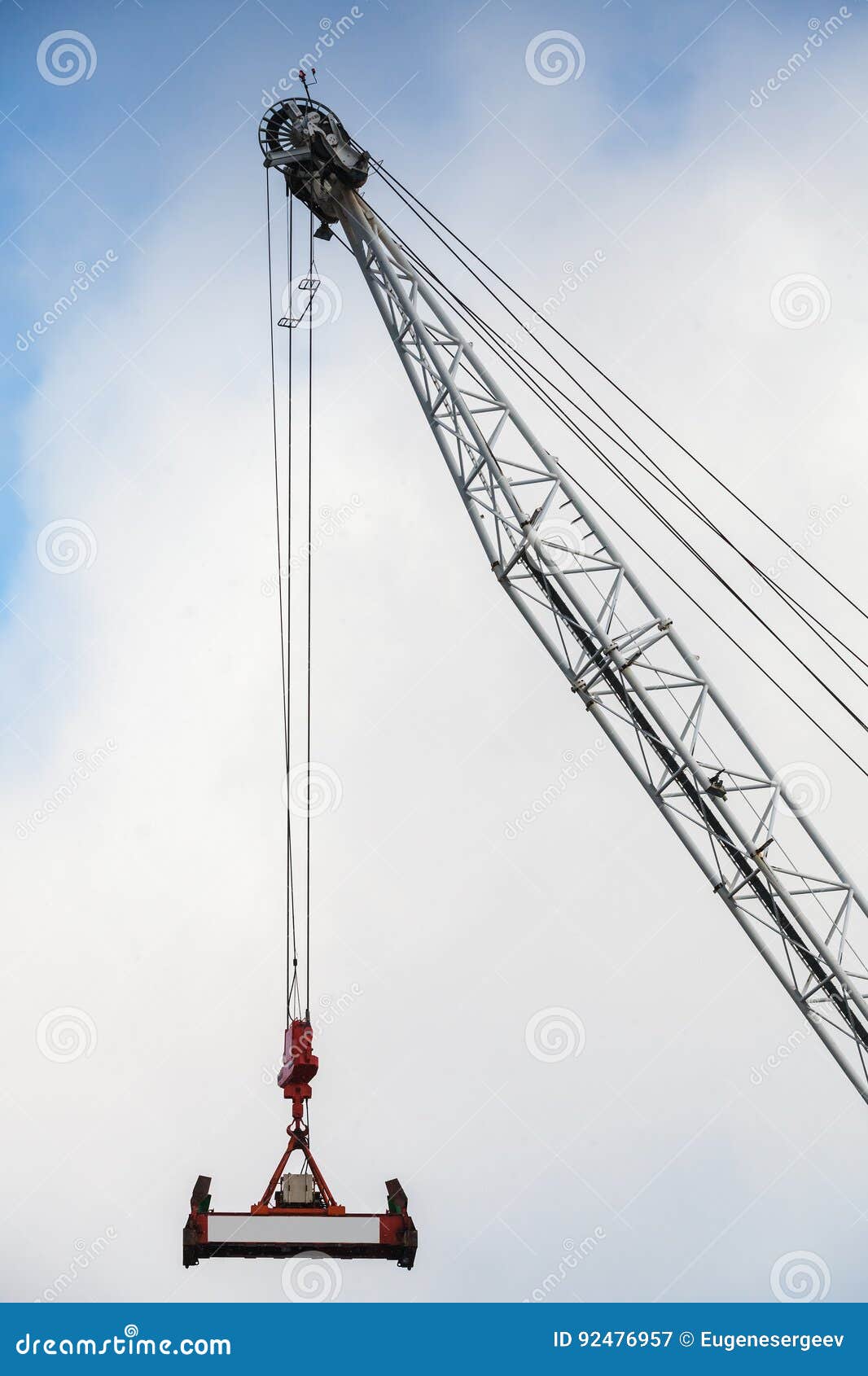 Steel Crane Boom with Container Spreader Stock Image - Image of ...
