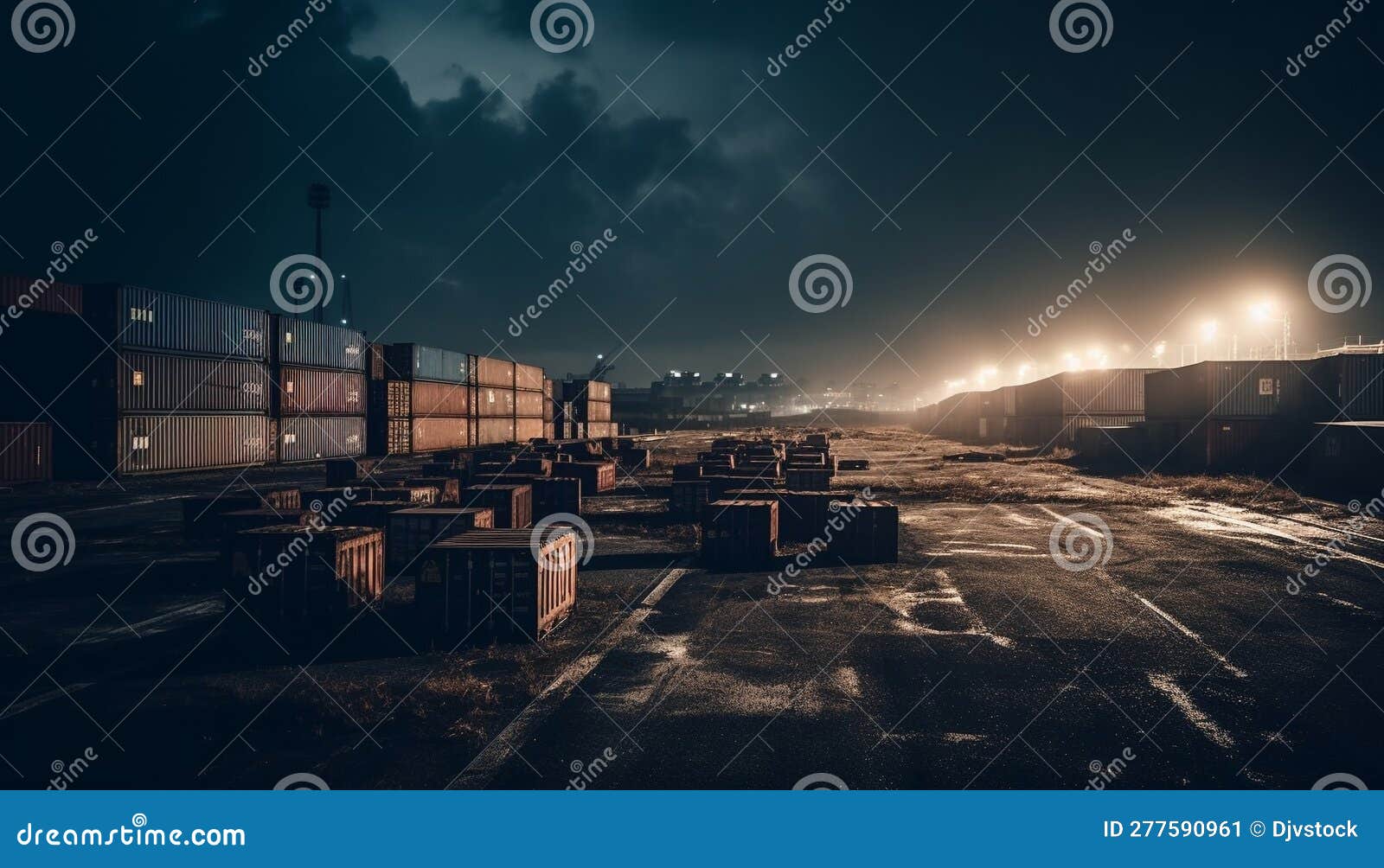 Steel Crates Stack High, Loaded Onto Trucks for Delivery at Dusk ...