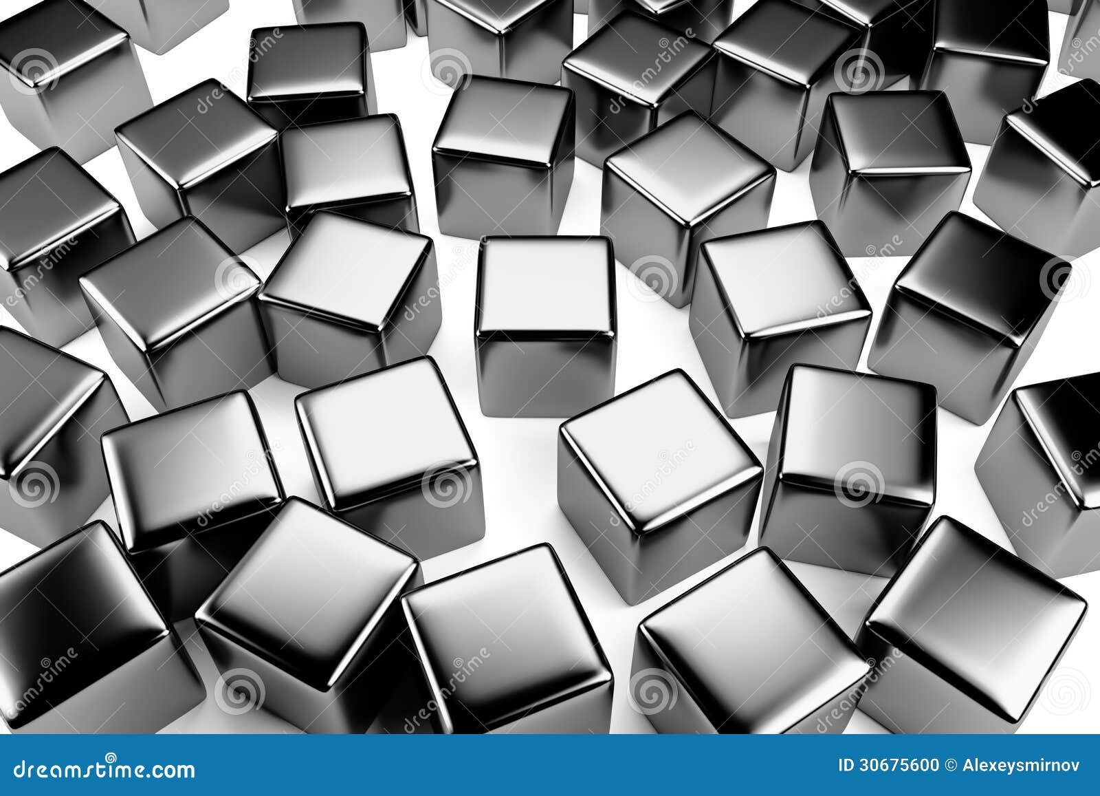 Steel Cube in the Crowd of Scattered Cubes Stock Illustration ...
