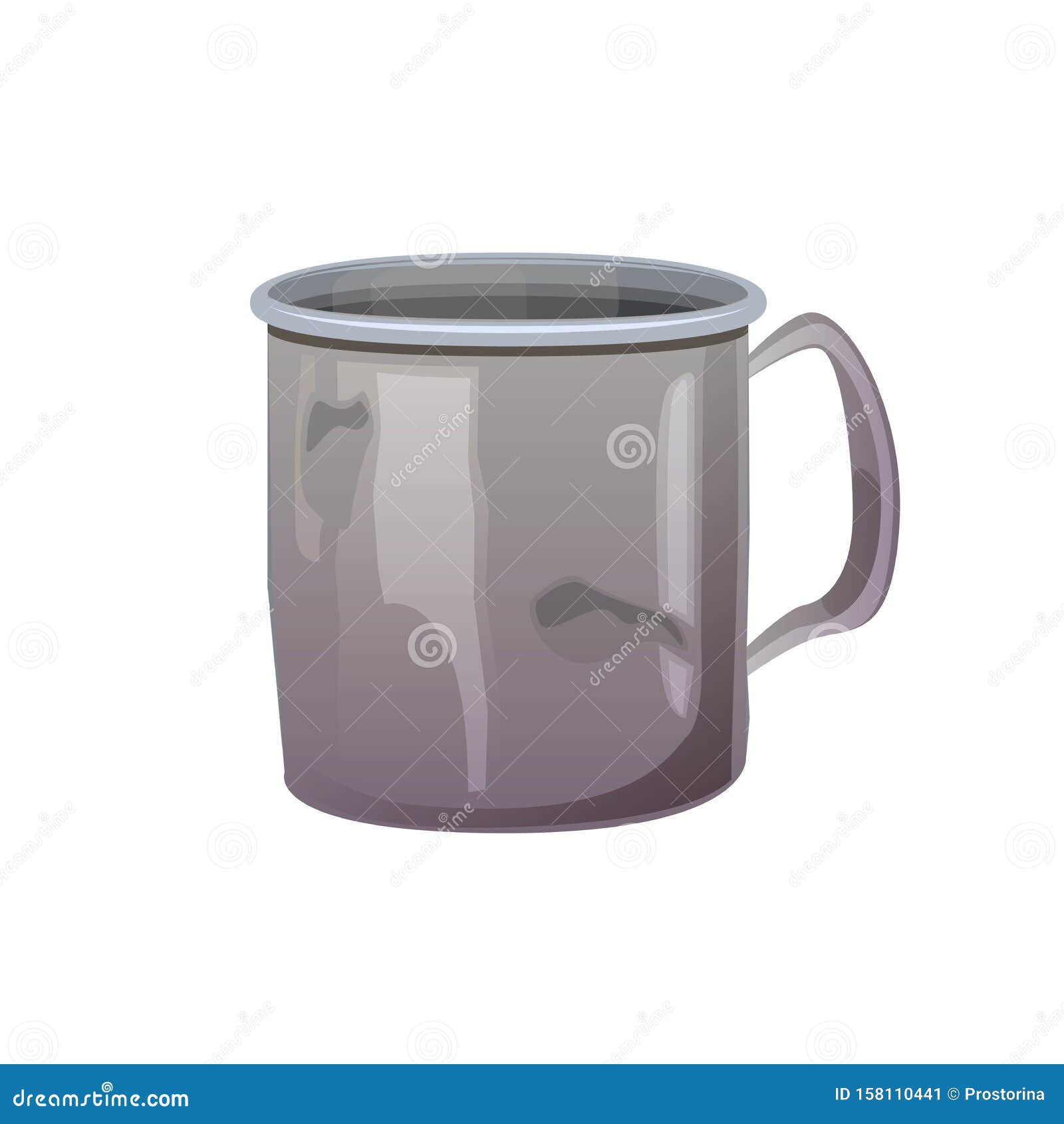 Steel Cup, Mug Vector. Metal Cup Isolated on White Background Stock ...