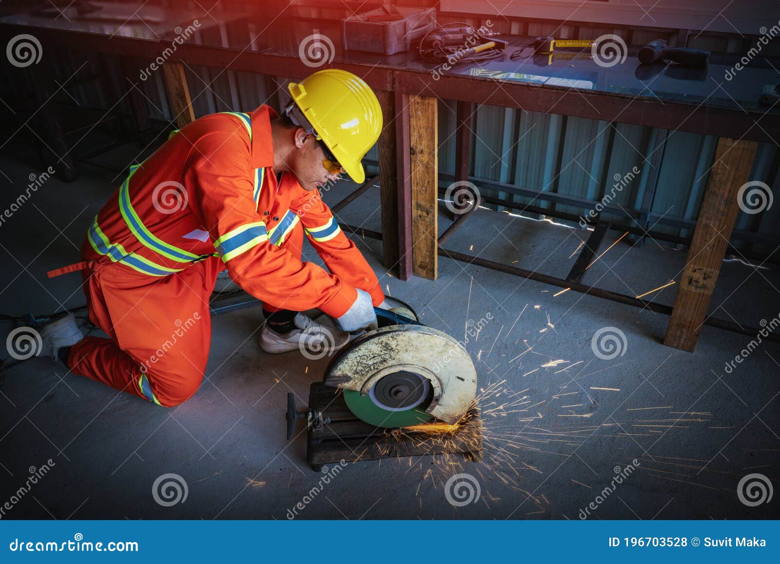 Steel Cutters Who are Skilled in Cutting Steel Machines Stock Photo ...