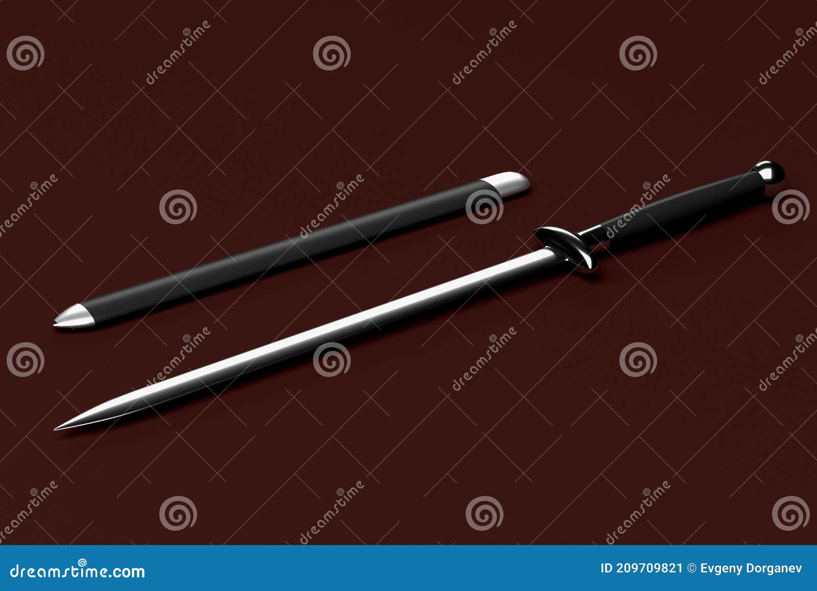 Steel Dagger with Scabbard 3d Rendering Stock Illustration ...