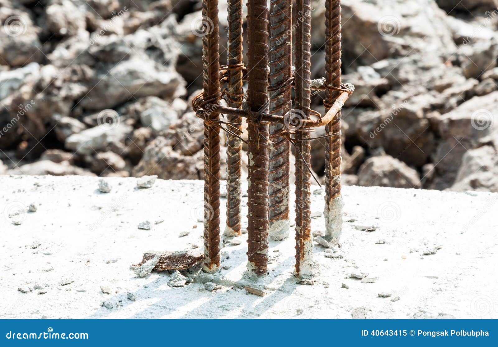 Steel Deformed Re-bar Of Column In Construction Site Royalty-Free Stock ...