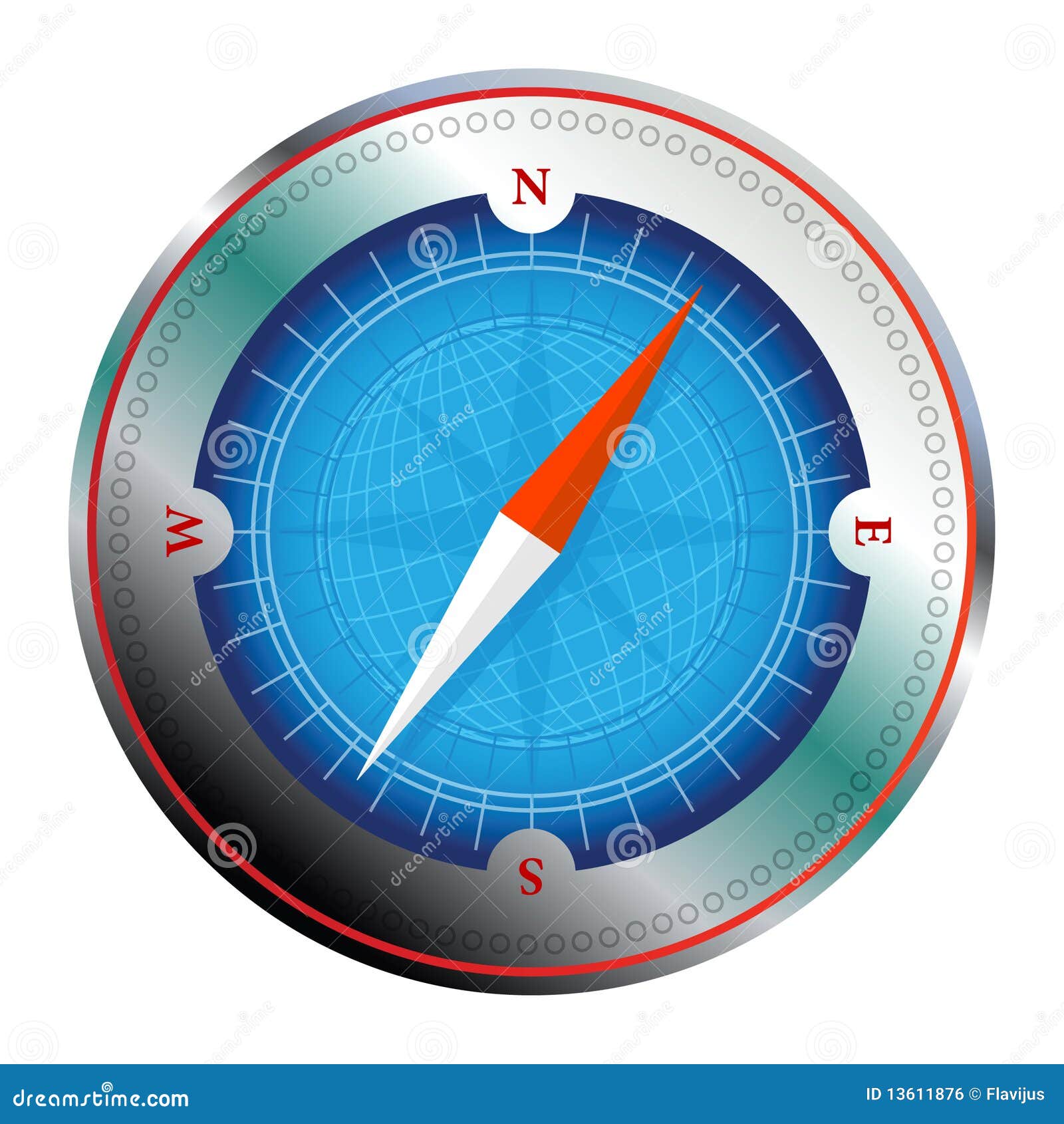 Steel detailed compass stock vector. Illustration of sailing - 13611876