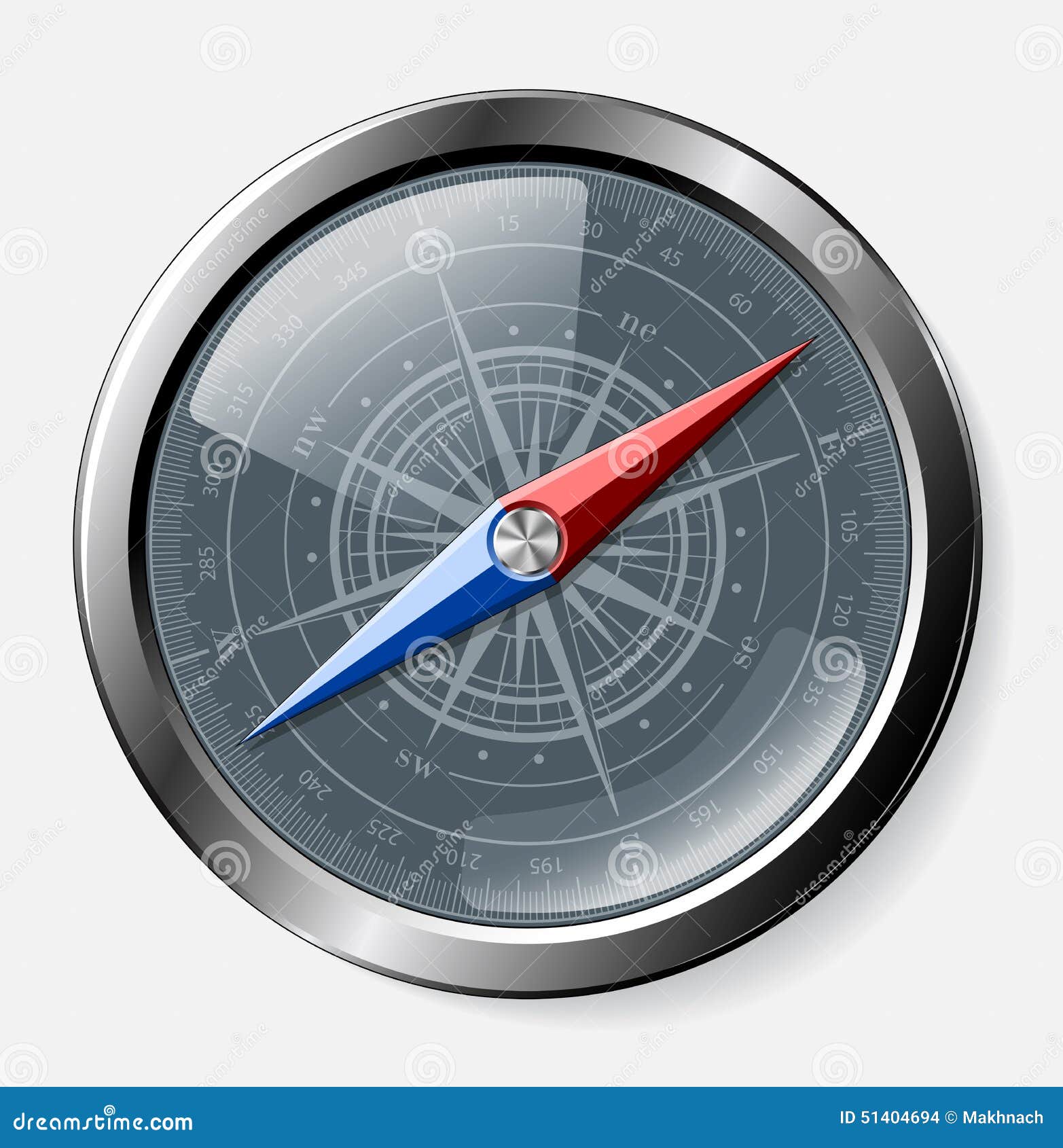 Steel Detailed Compass Over Grey Background. Stock Vector ...
