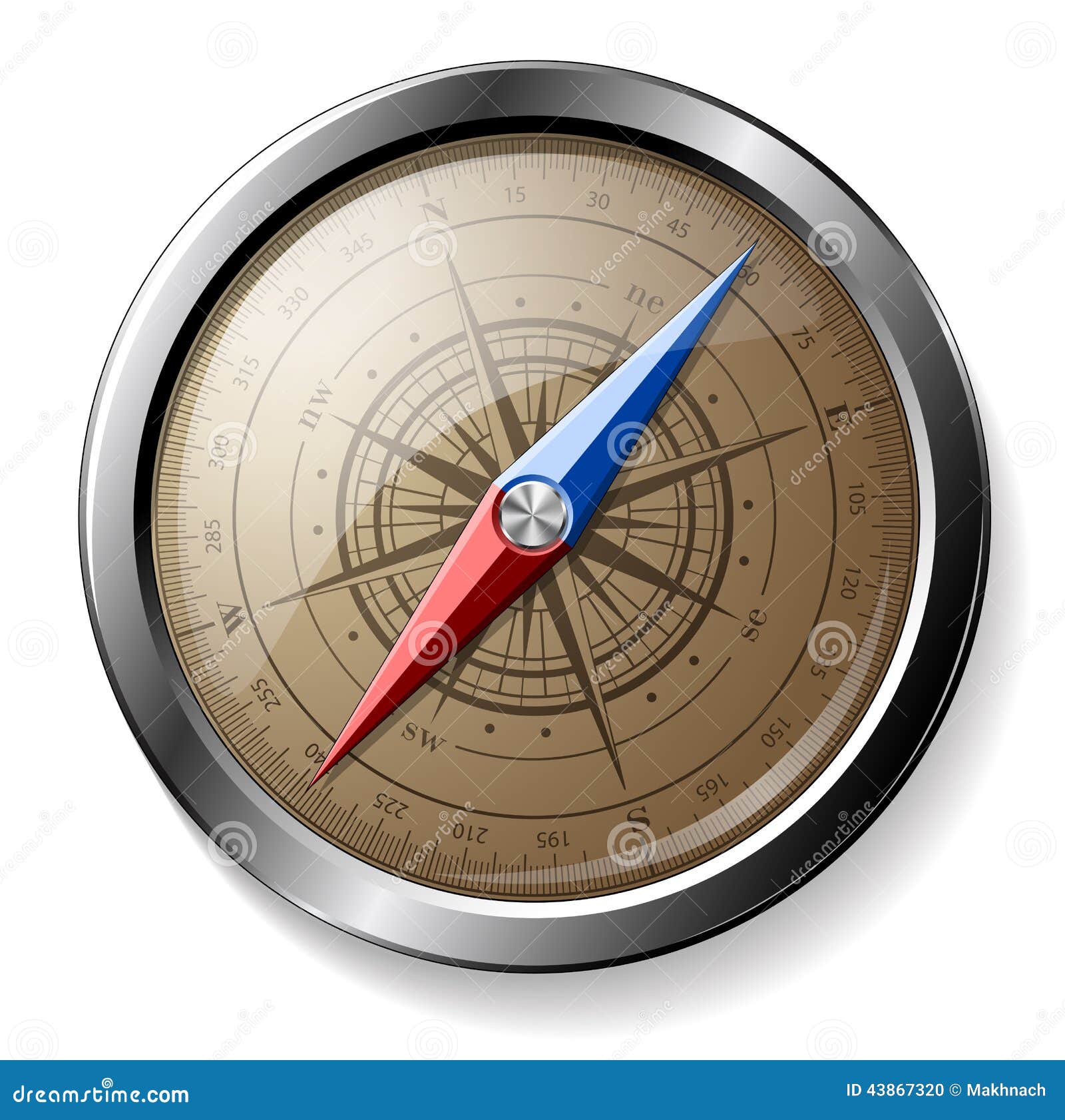 Steel detailed compass stock vector. Illustration of retro - 43867320