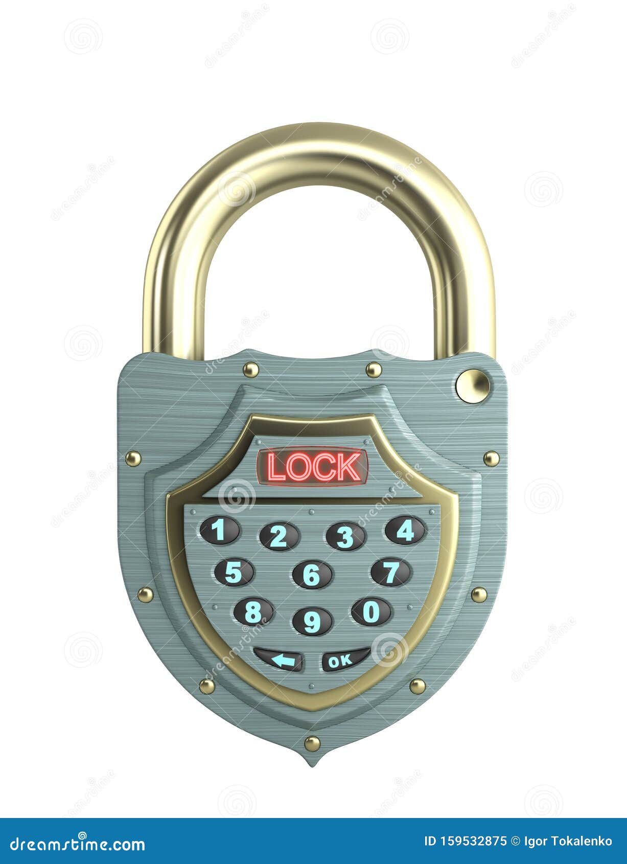 Steel Digital Lock with Dial 3d Render on White No Shadow Stock ...