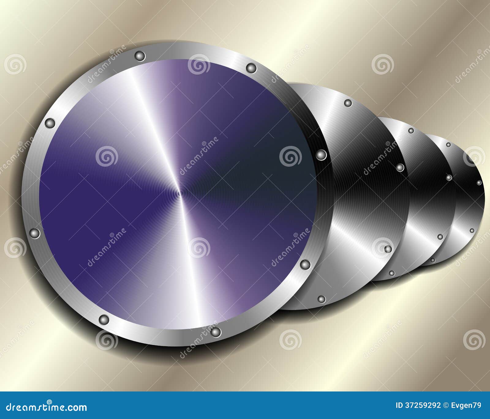 Steel Discs on a Metal Background Stock Illustration - Illustration of ...