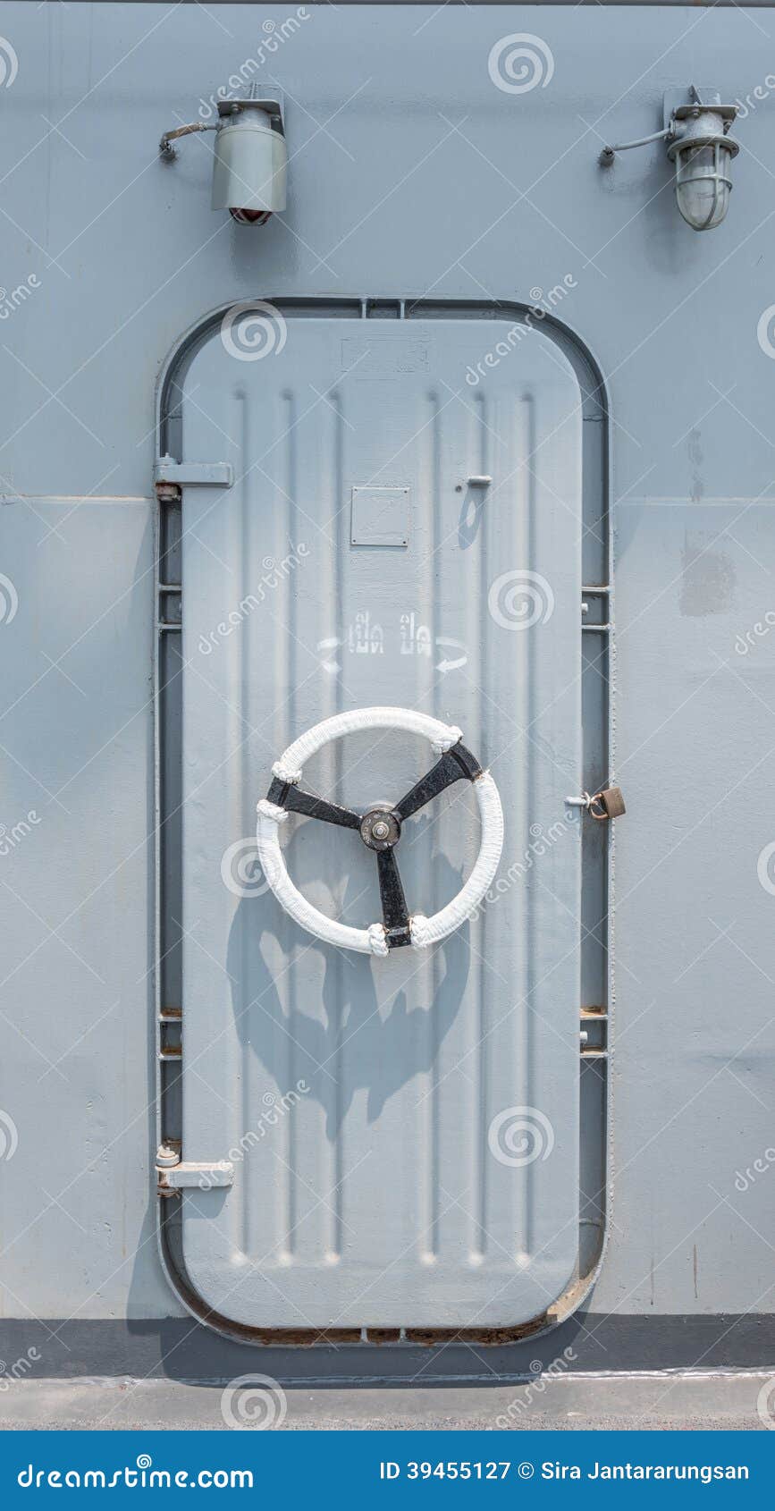 Steel door on battleship stock image. Image of machine - 39455127