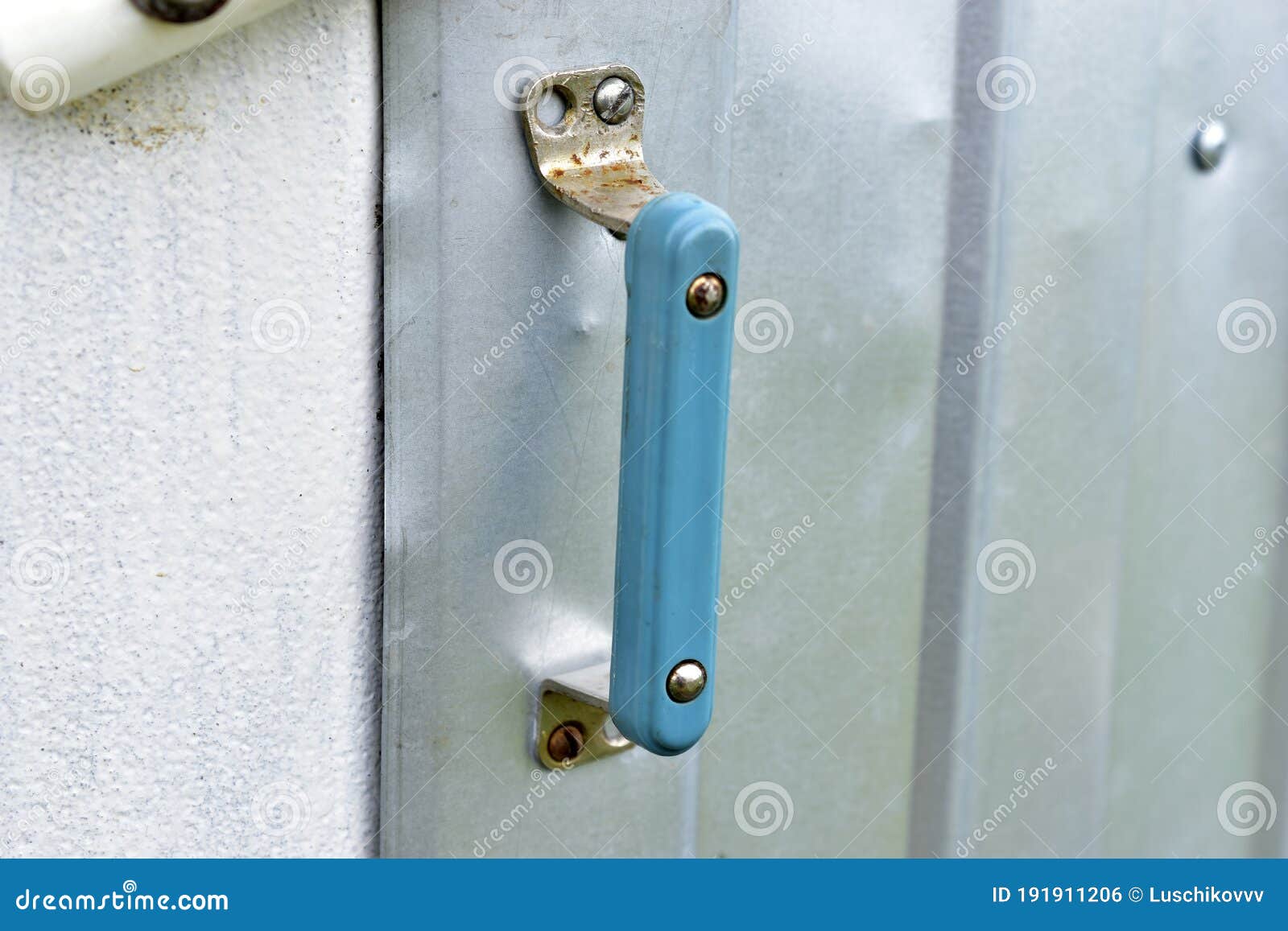 Steel Door Wicket with Rubber Lock and Handle Stock Photo - Image of ...
