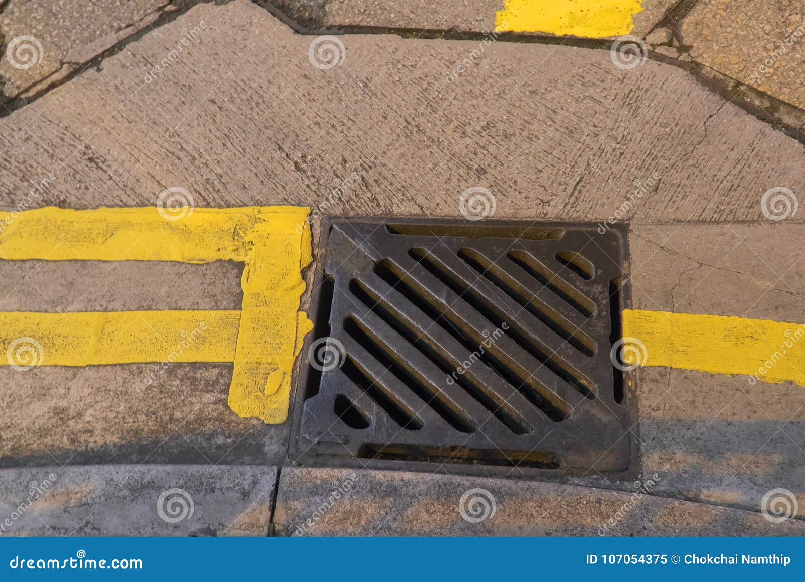 Steel Drain Hatch Classic View and Square Stock Image - Image of ...
