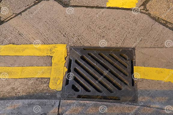 Steel Drain Hatch Classic View and Square Stock Image - Image of ...
