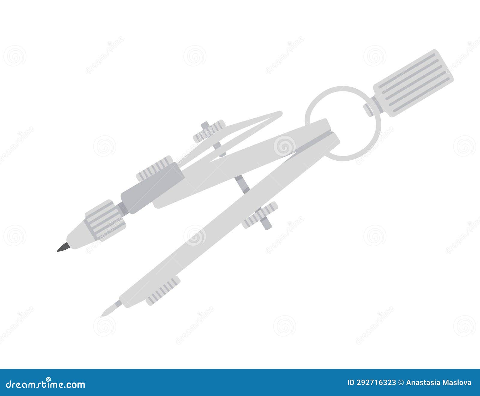Steel Drawing Compass Tool for Geometry Vector Illustration Isolated on ...