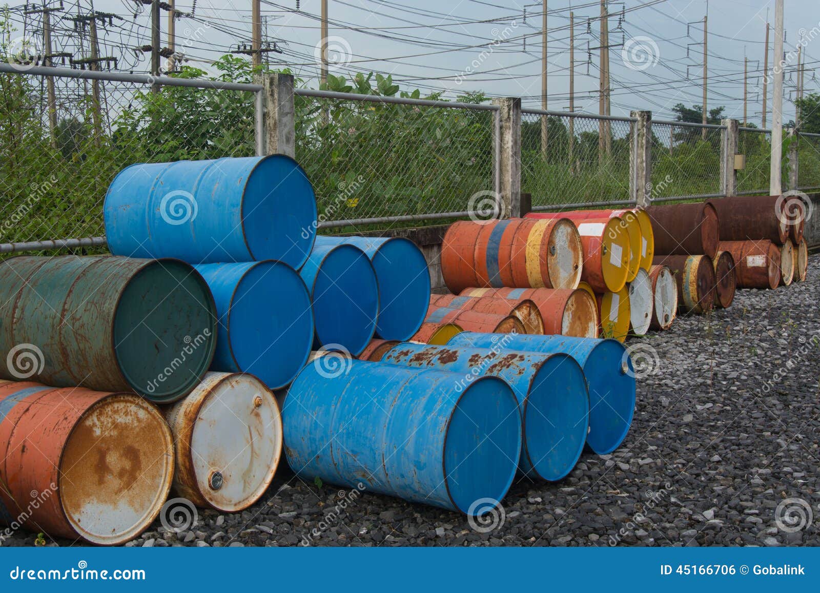 Steel drums stock photo. Image of stack, fuel, metal - 45166706