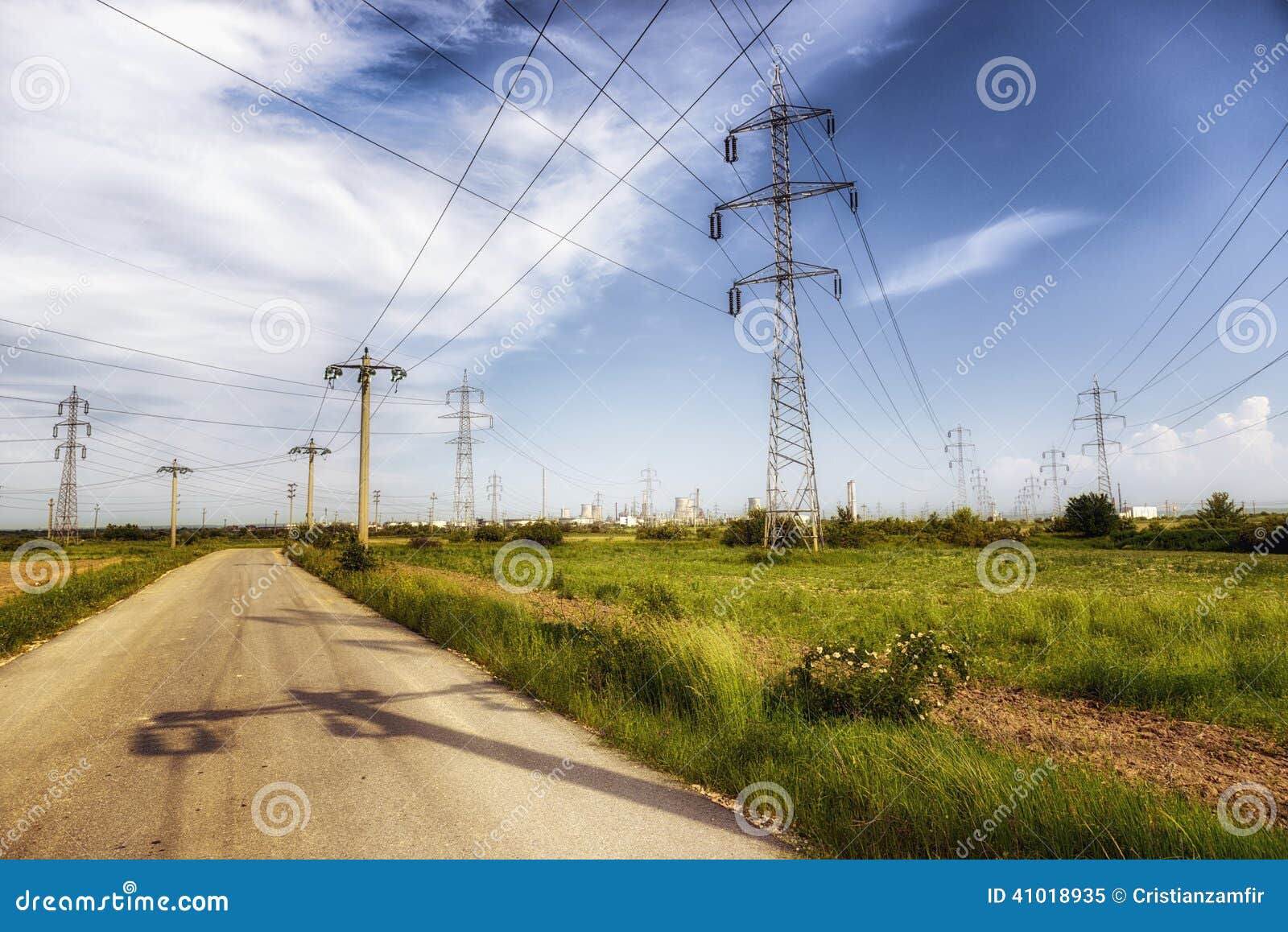 Steel Electricity Pylon on Bright Blue Sky Stock Image - Image of ...