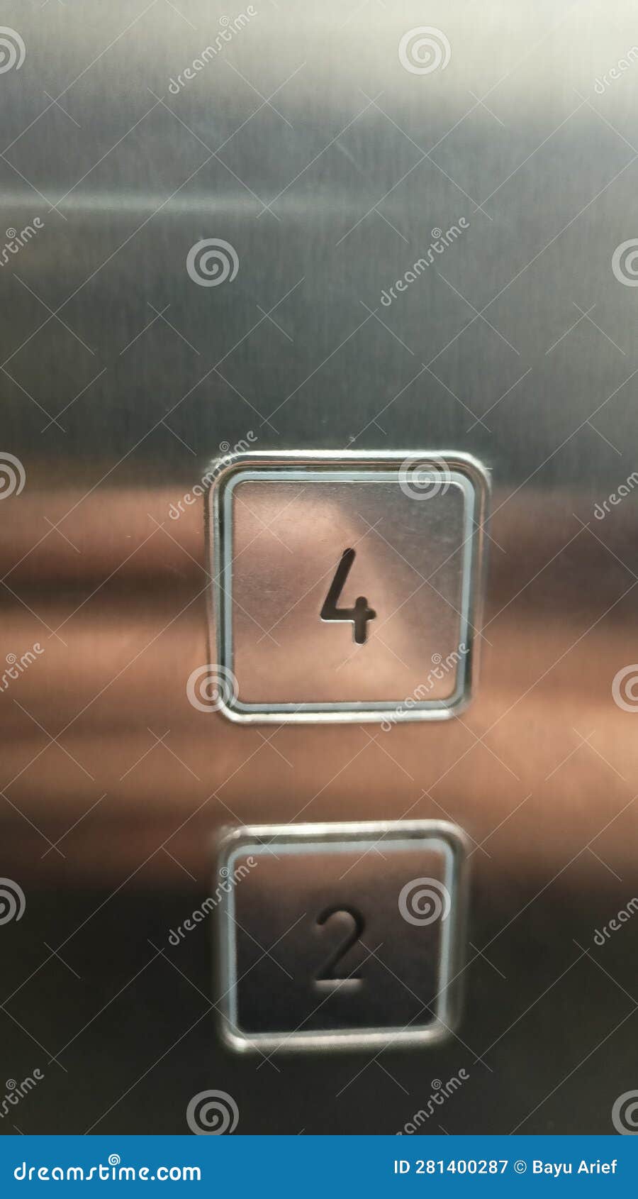 Steel Elevator Button Number 4 Stock Image - Image of iron, light ...