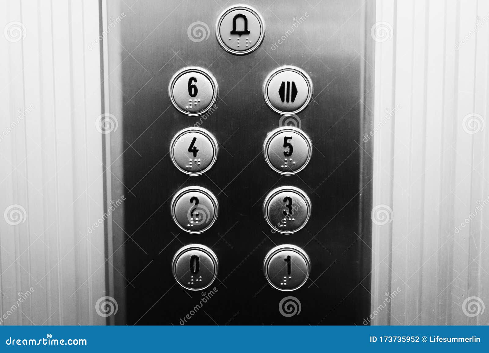 Steel Elevator Buttons from Zero Till Six Stock Photo - Image of ...