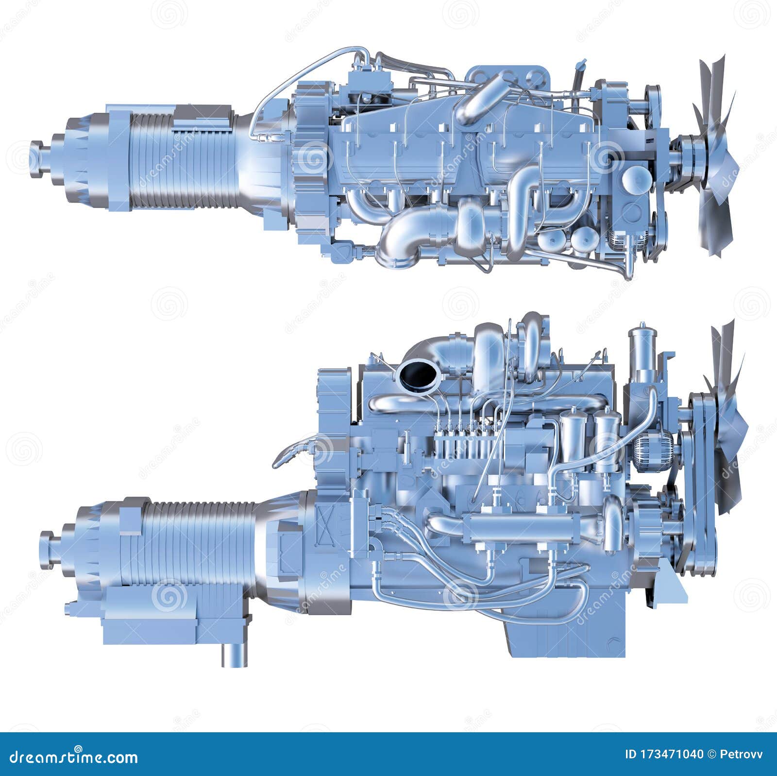 Steel Engine Isolated on White Stock Illustration - Illustration of ...