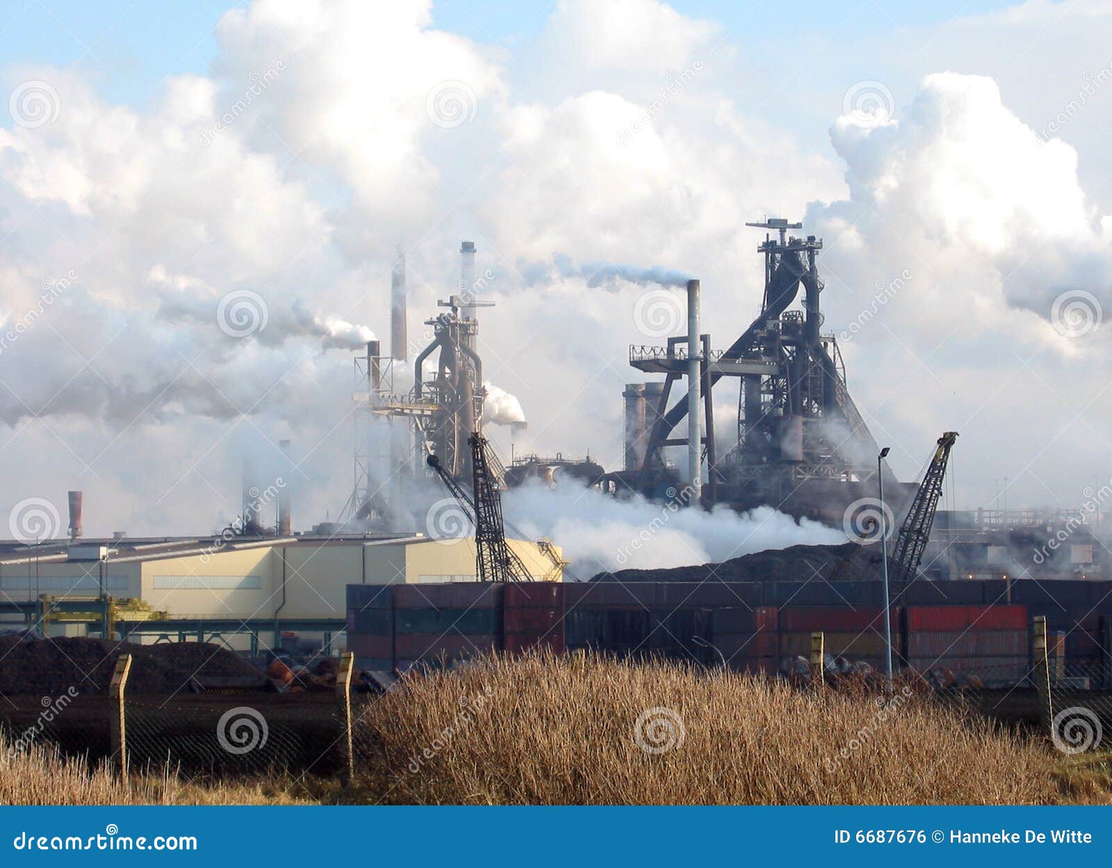 Steel factory stock photo. Image of chimneys, manufacturing - 6687676