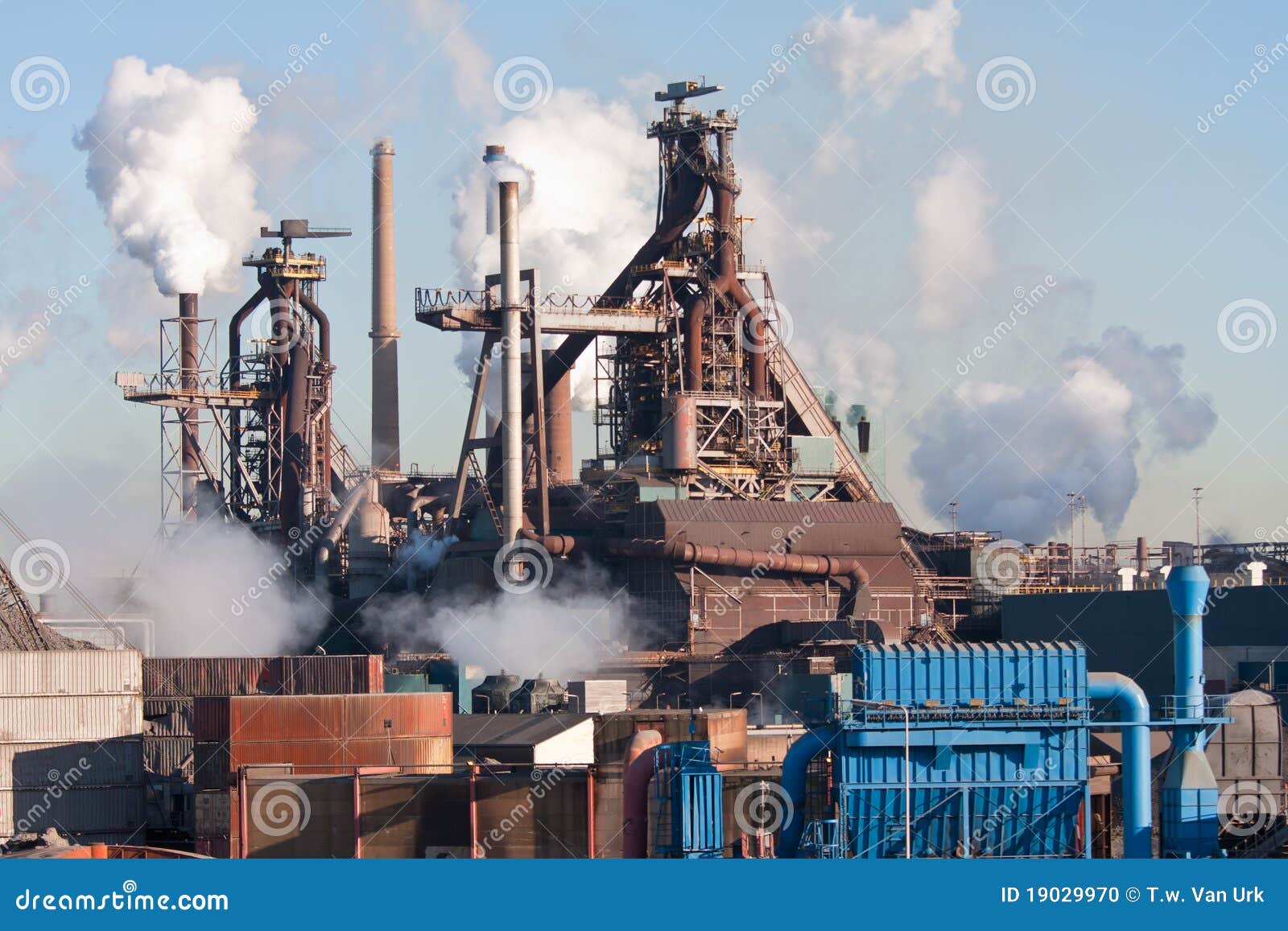 Steel Factory with Smokestacks Stock Photo - Image of landscape, pipes ...