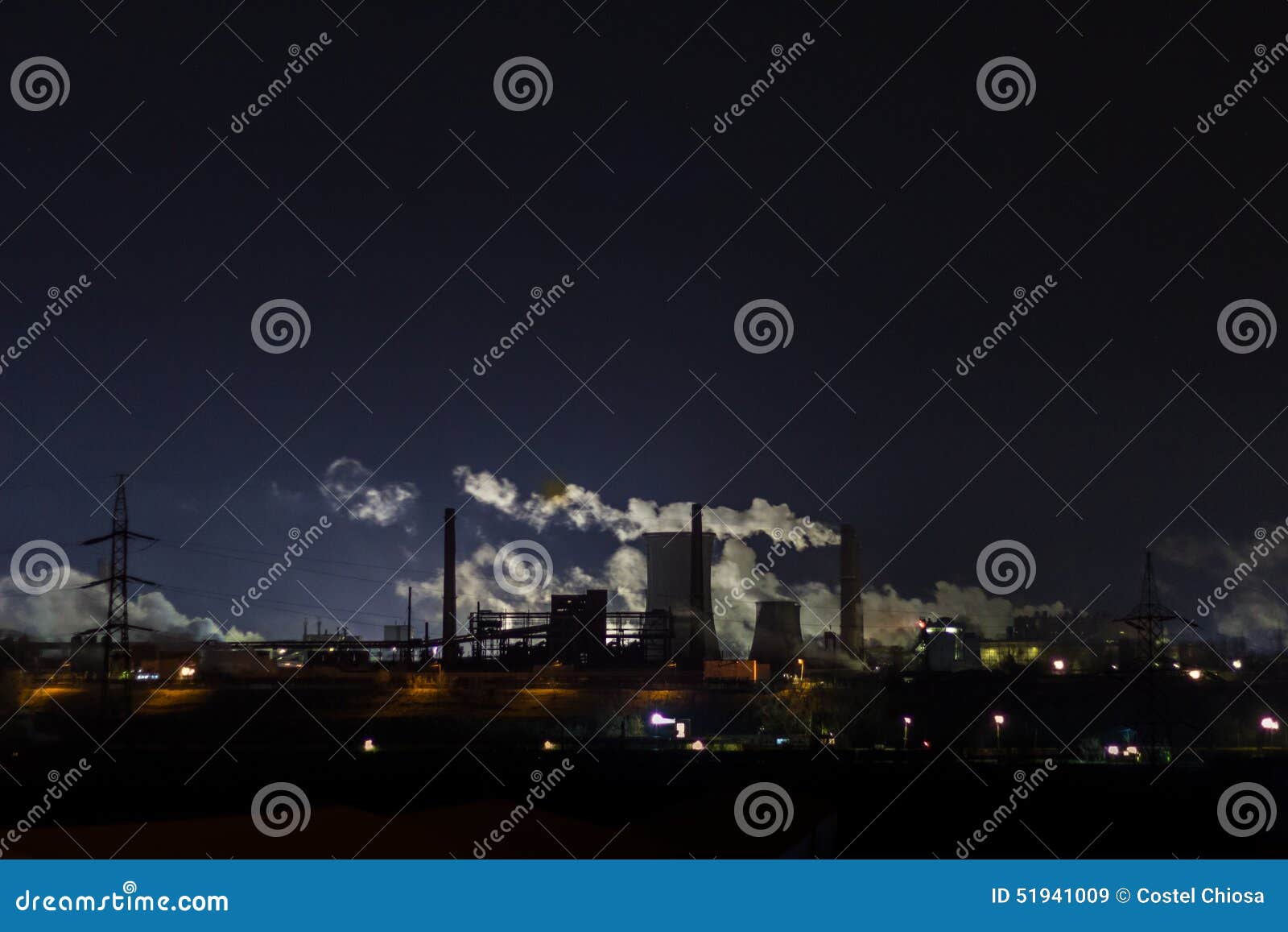 Steel Factory Working at Night Stock Image - Image of industry, furnace ...