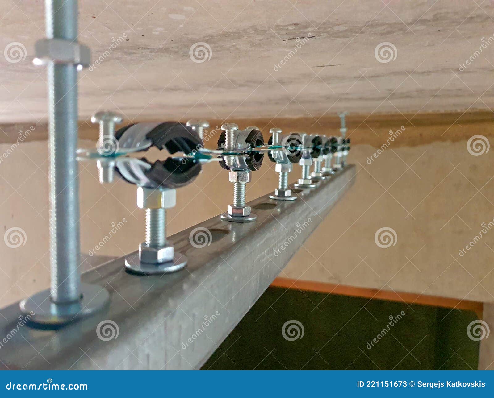 A steel fasteners stock image. Image of pipes, fastening - 221151673