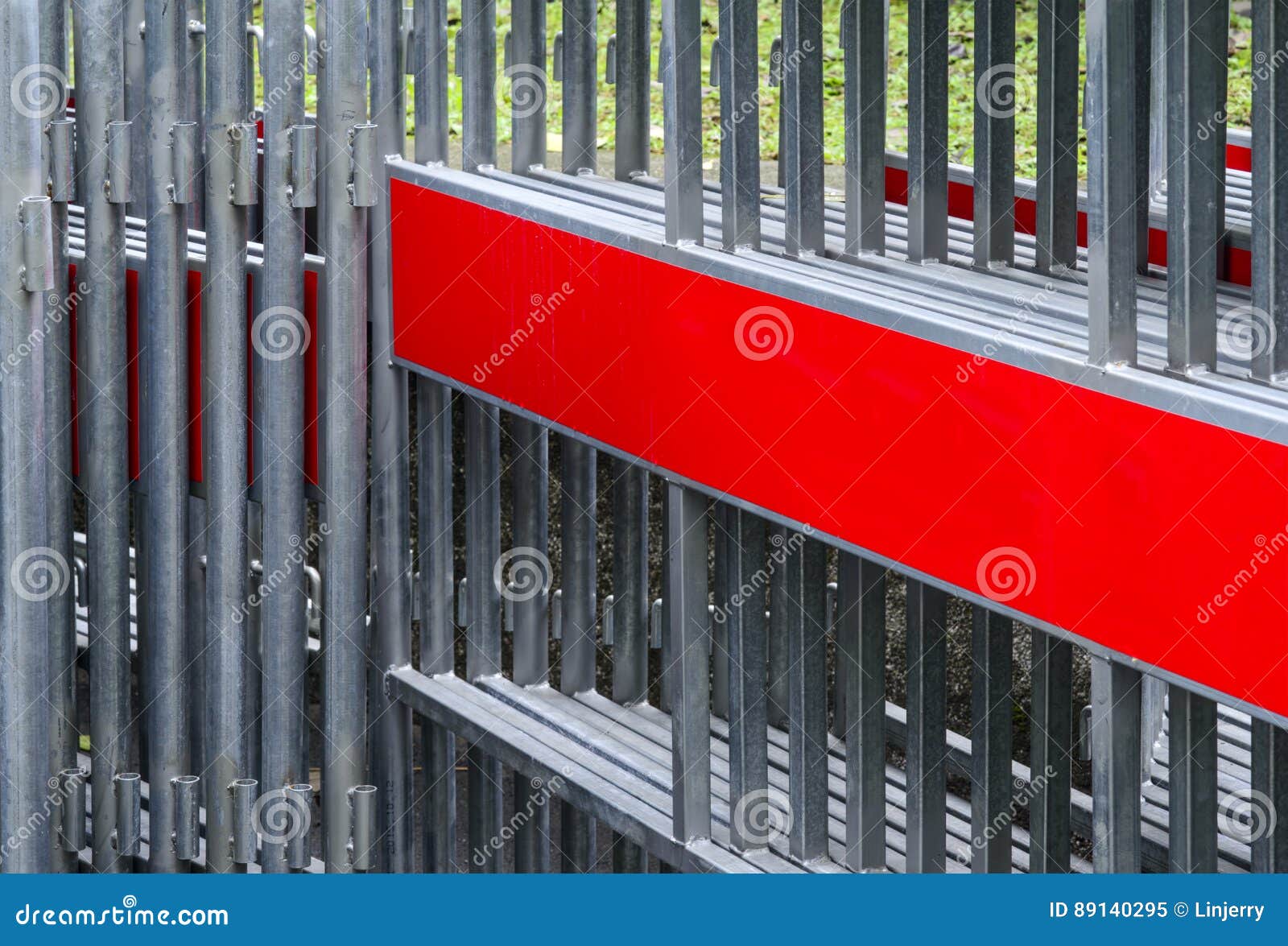 Steel Fence Barrier Restricted Area Stock Image - Image of pole, road ...