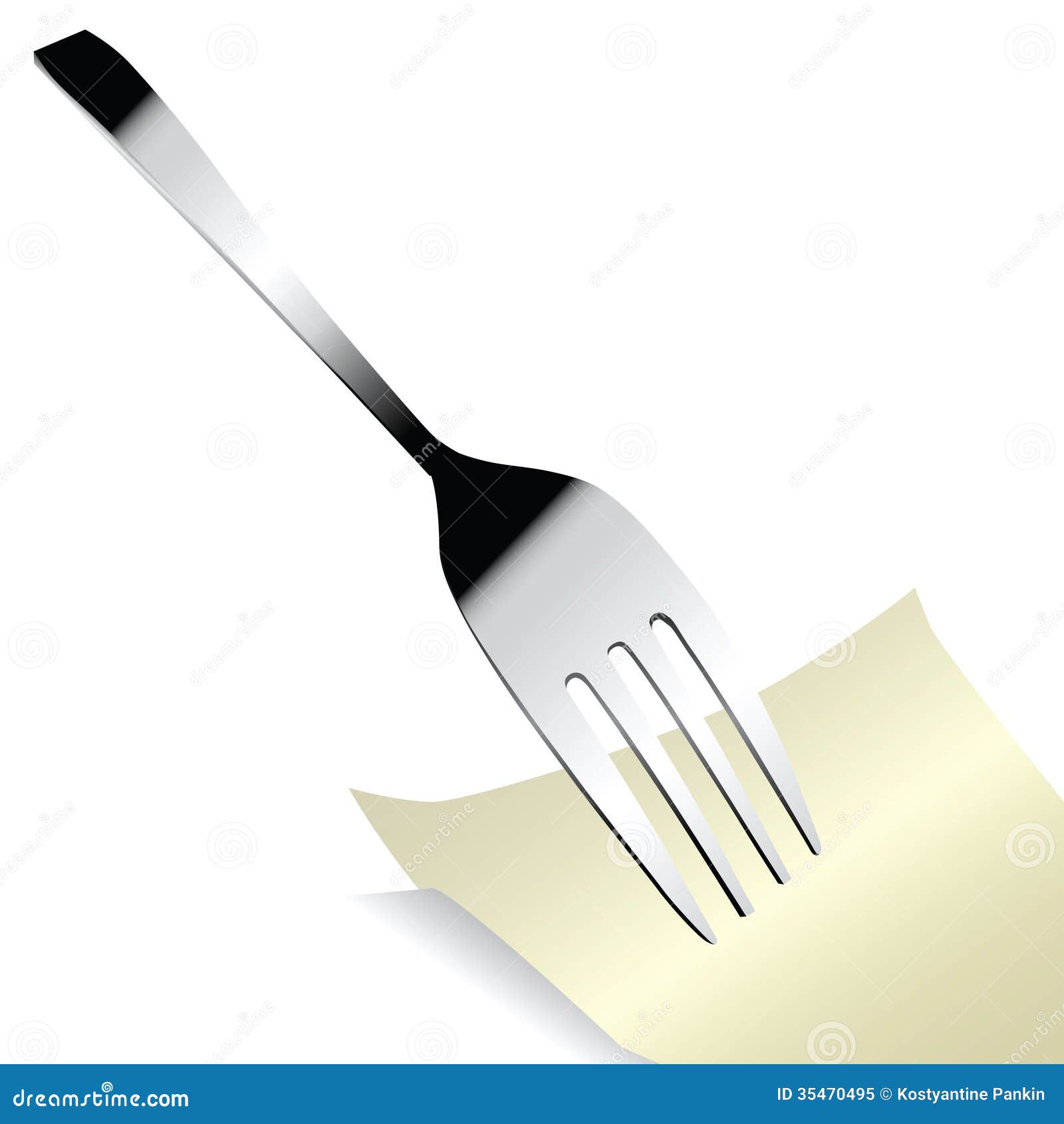Steel fork with a sticker stock vector. Illustration of setting - 35470495