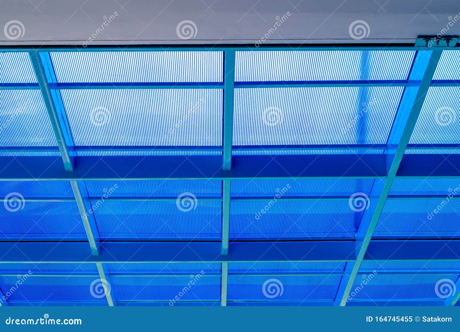 Steel Frame and Blue Polycarbonate Plastic Roof Stock Image - Image of ...