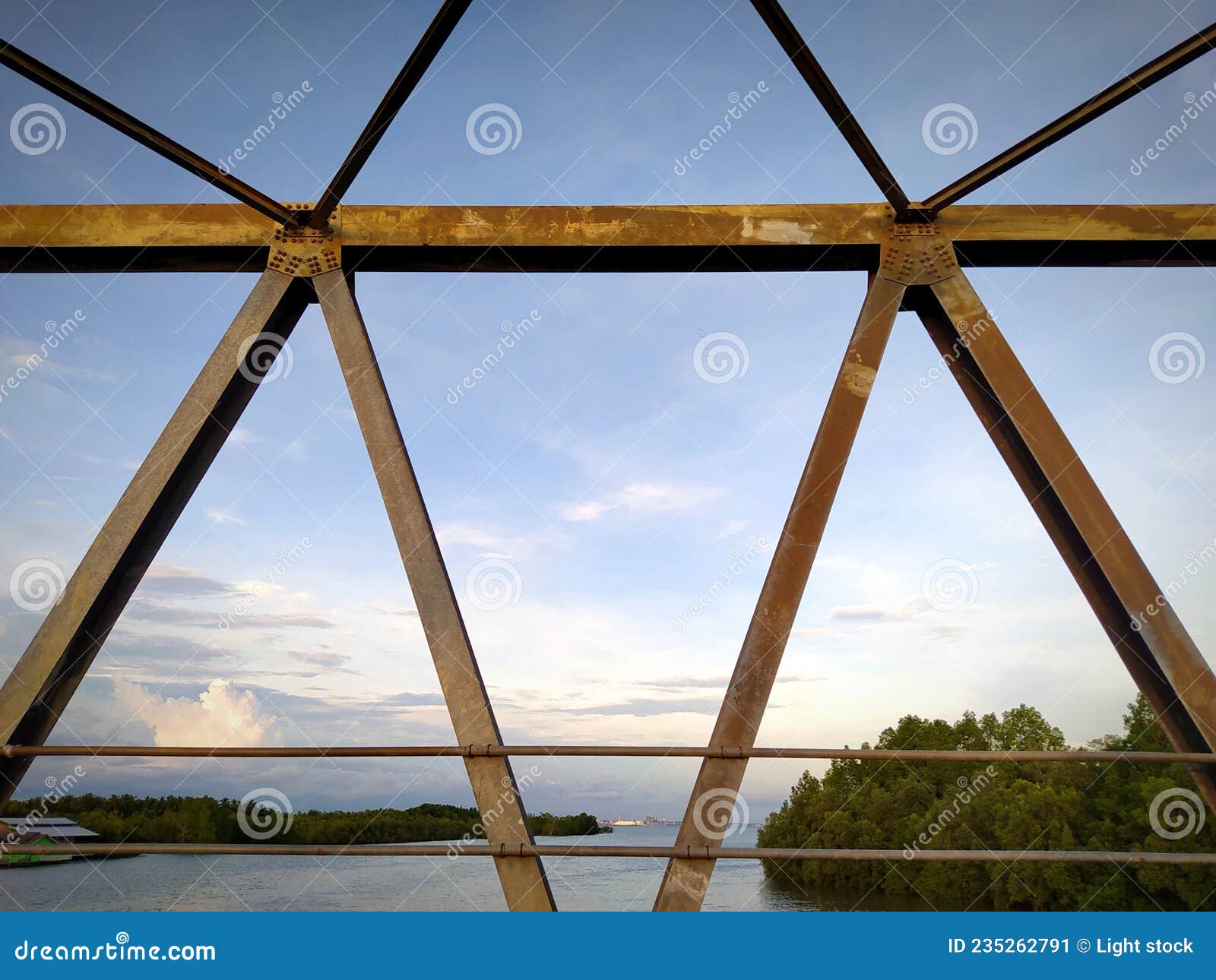 Steel Frame of Bridge Construction Stock Image - Image of sunlight ...